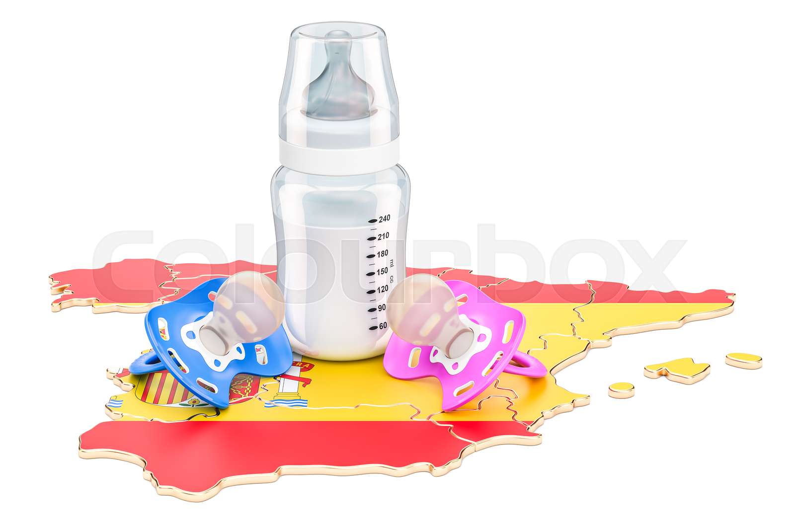 Birth rate and parenthood in Spain concept, 3D rendering | Stock image ...