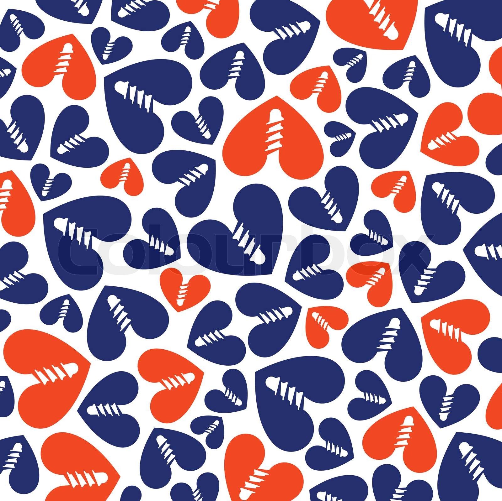 pattern of red and blue hearts on white | Stock vector | Colourbox