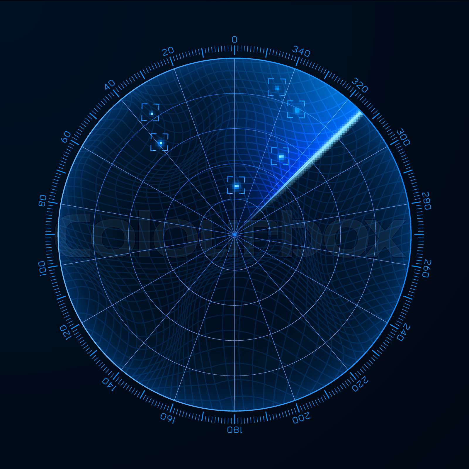 Blip. HUD interface element radar. Target detection on the radar screen ...