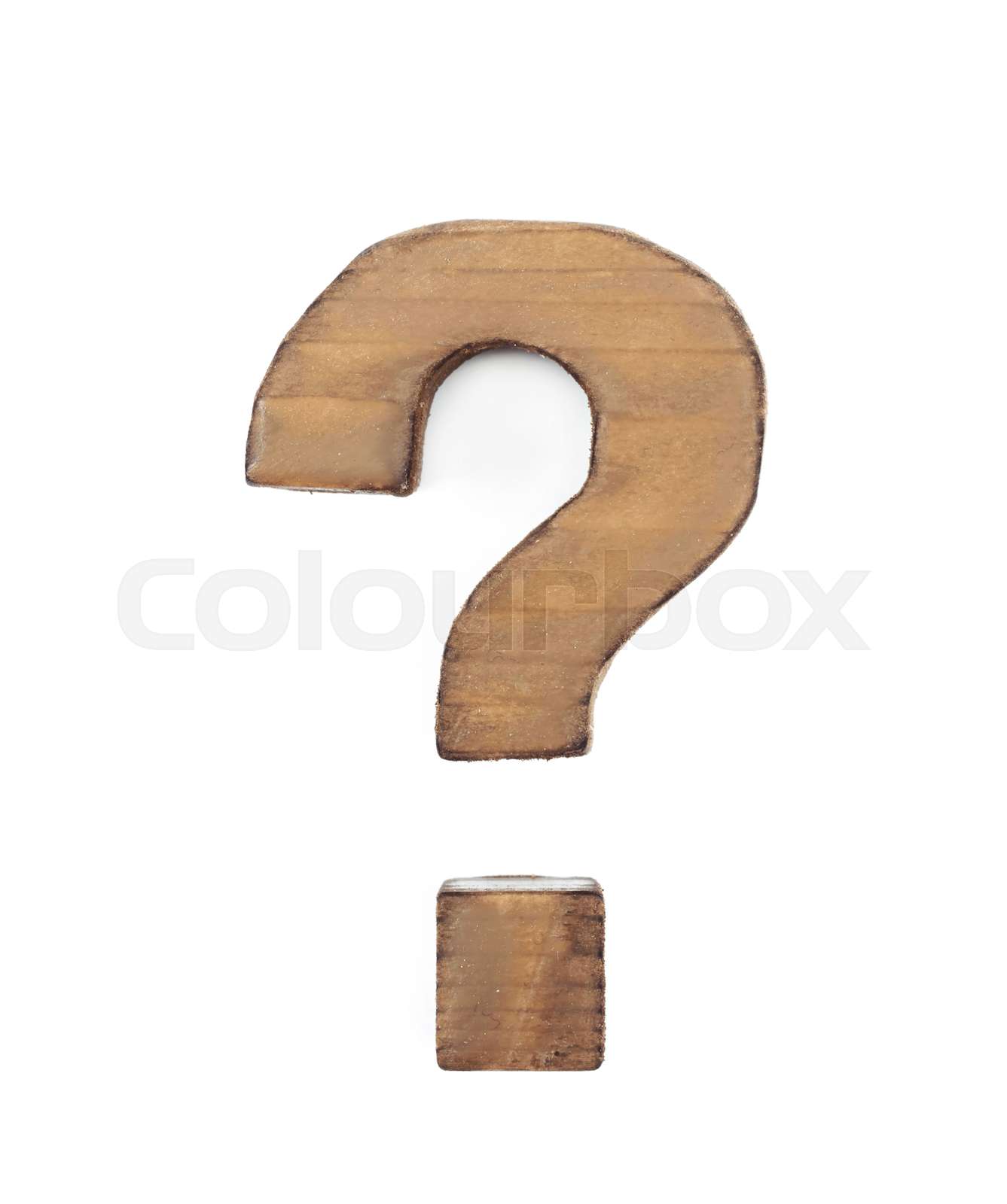 Wooden question mark isolated | Stock image | Colourbox