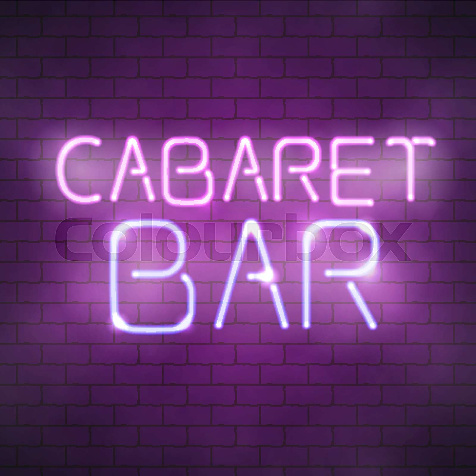Cabaret bar neon sign on the brick wall | Stock vector | Colourbox