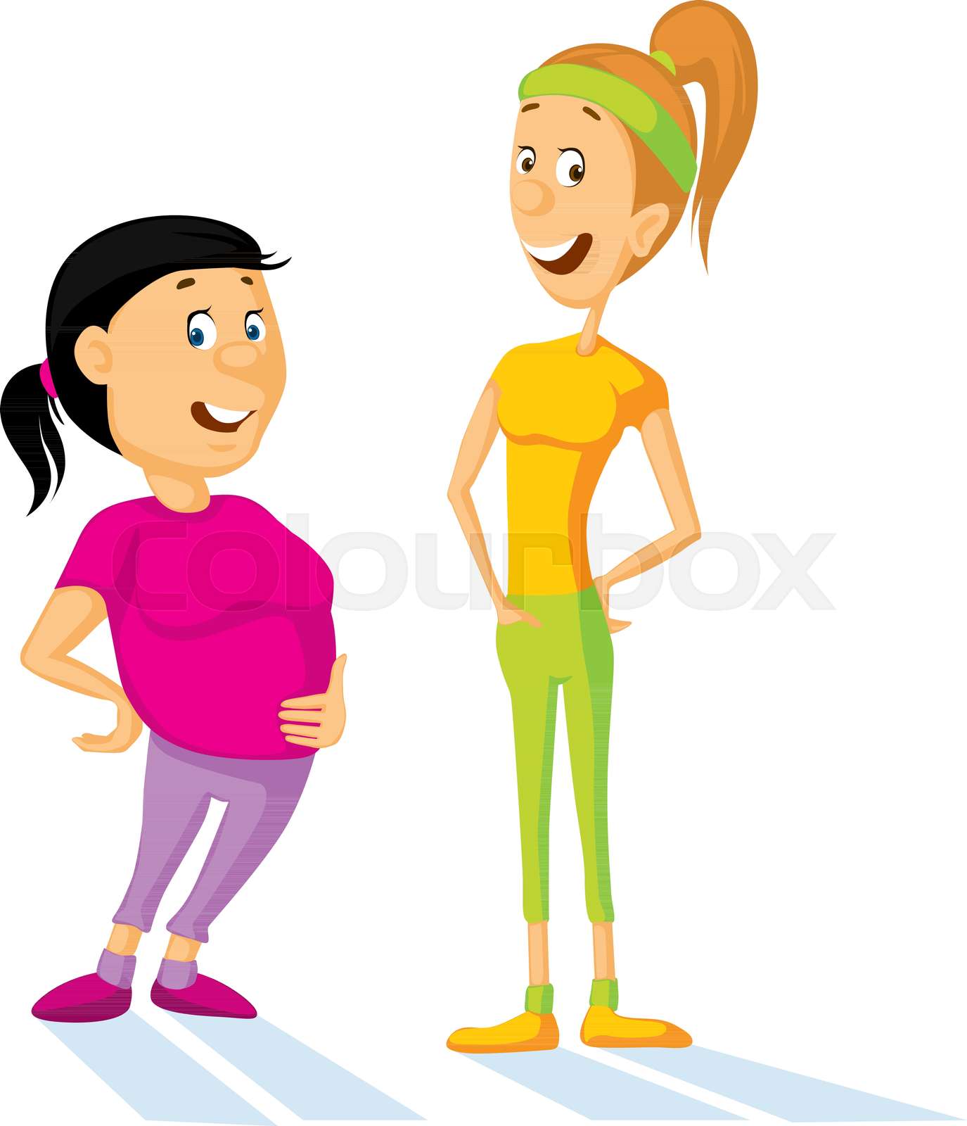 fat and slim woman cartoon flat design illustration isolated on white ...