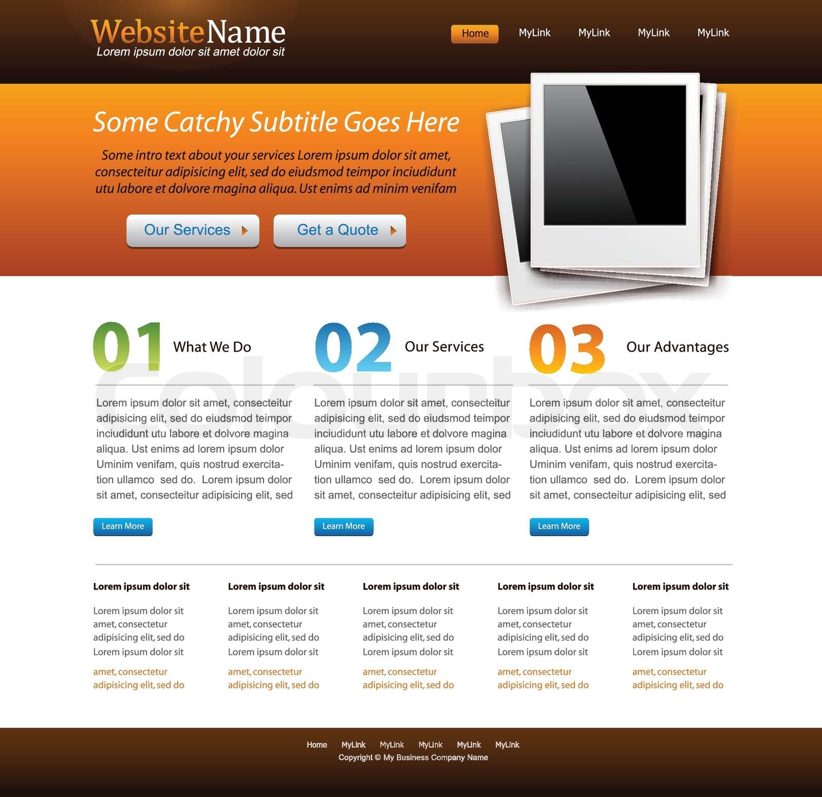 orange website design | Stock vector | Colourbox