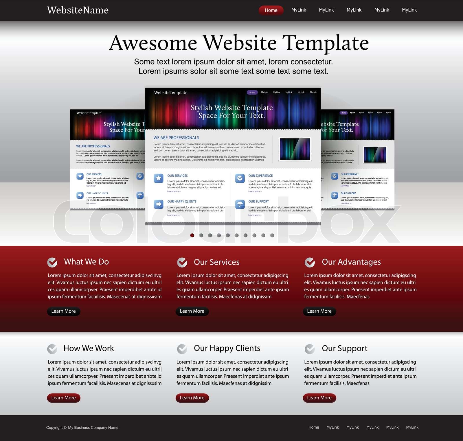 Website-Templates - metallic, rot, weiß, schwarz gefärbt | Stock-Vektor ...