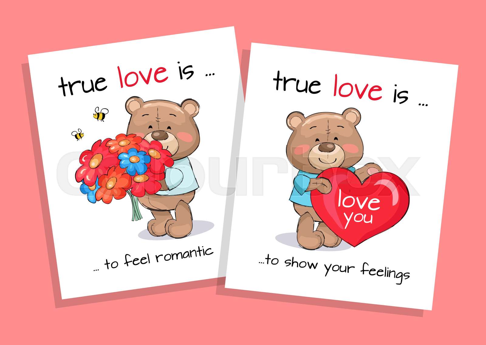 True Love is Feel Romantic and Show Feelings Set | Stock vector | Colourbox
