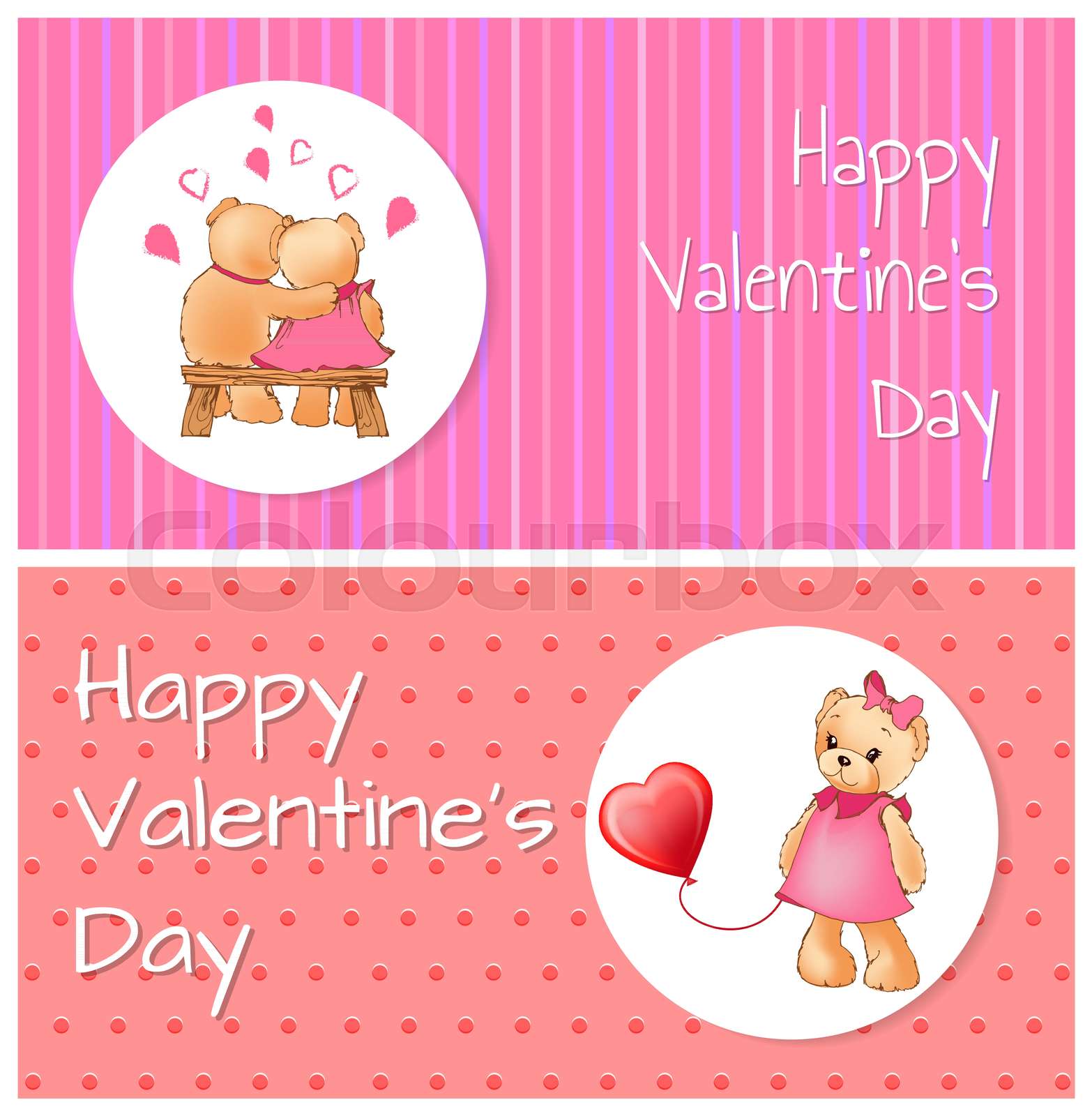 Happy Valentines Poster Bears Hug Teddy Balloon | Stock vector | Colourbox