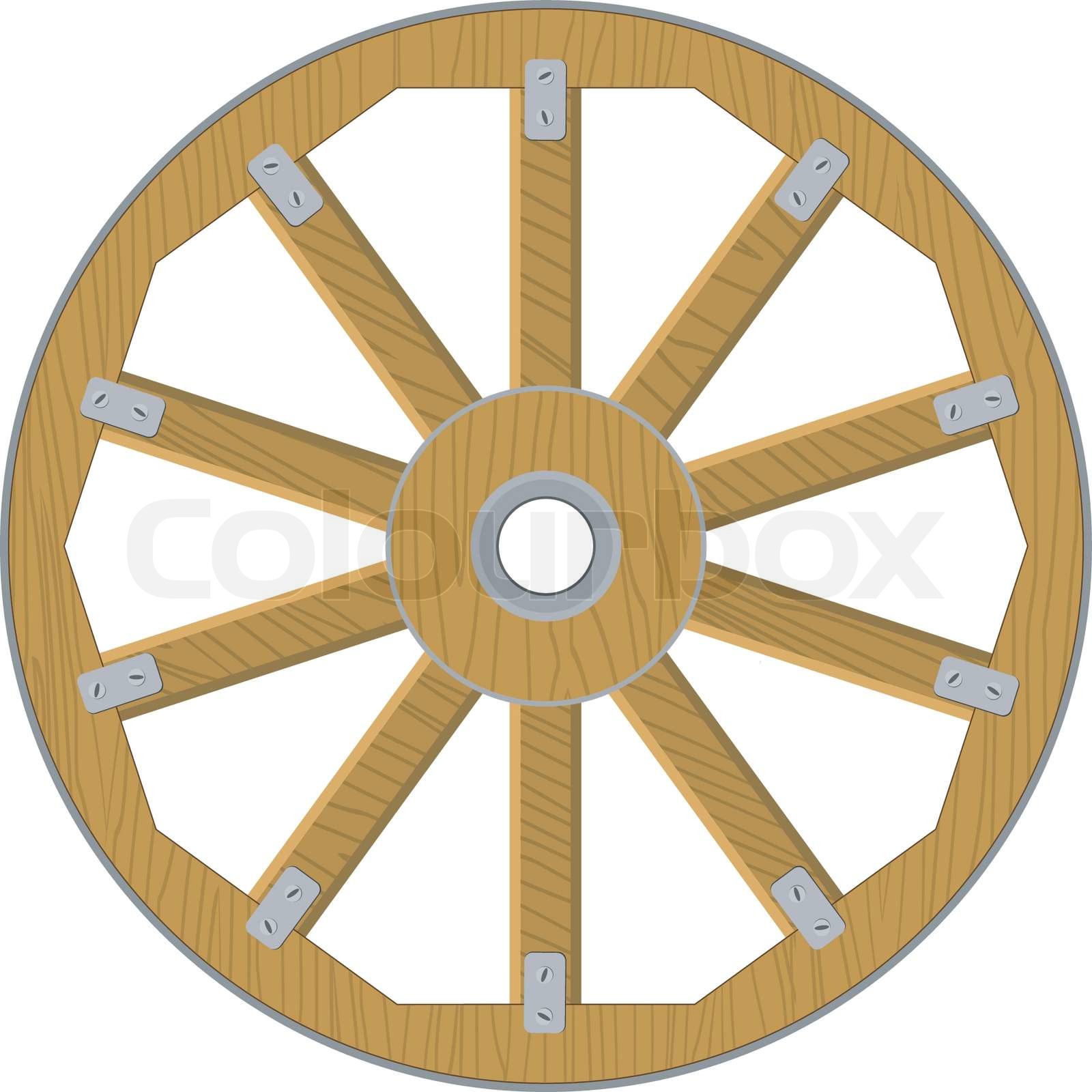 Vector image of a wooden wheel | Stock vector | Colourbox