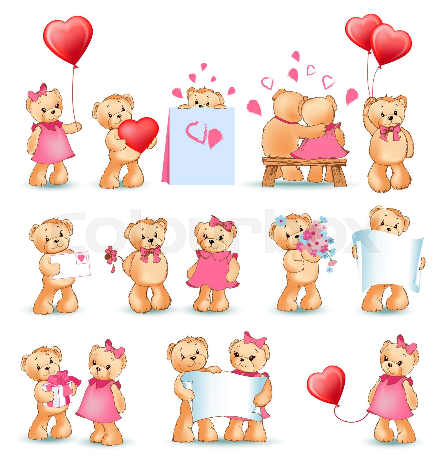 Teddy Bears Set Valentine Vector Illustration | Stock vector | Colourbox