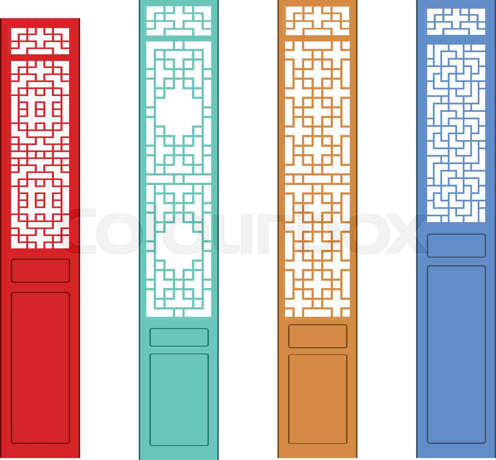 Set of Chinese door in flat style, vector design | Stock vector | Colourbox
