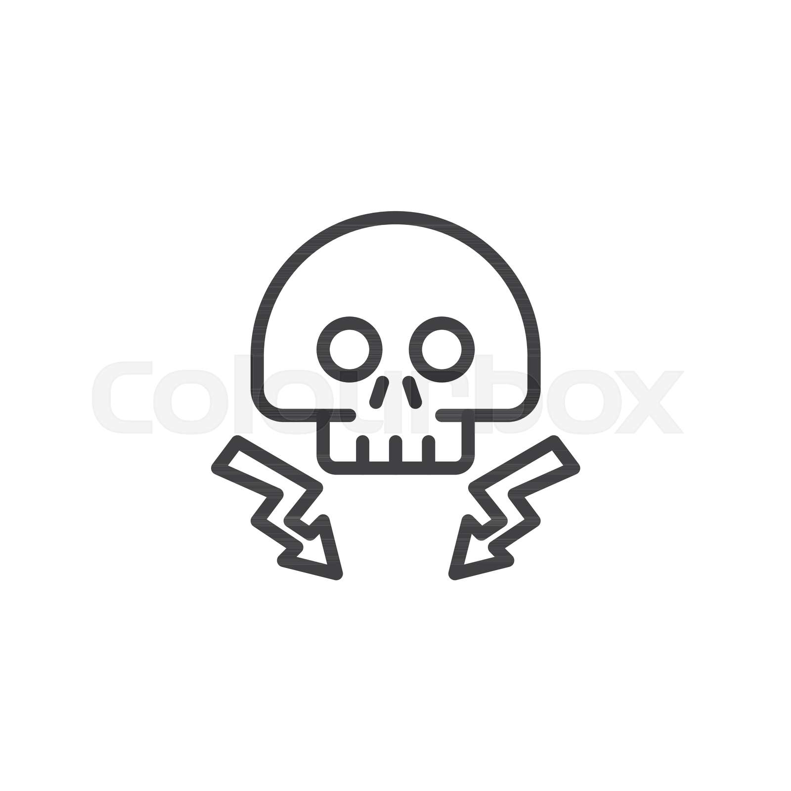 High voltage death skull with lightning beam line icon | Stock vector ...