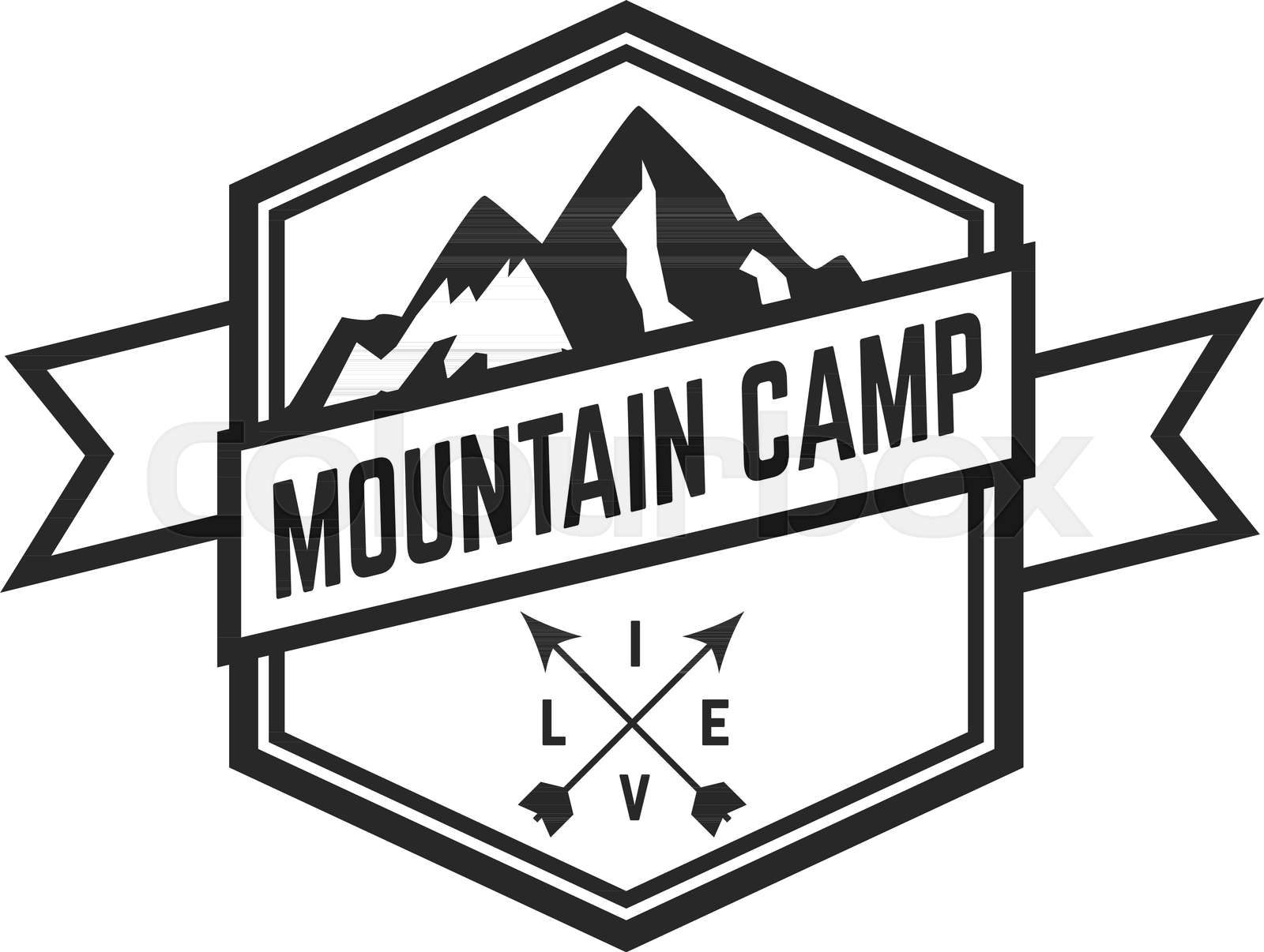 Mountain camp emblem template. Design element for logo, label, emblem ...