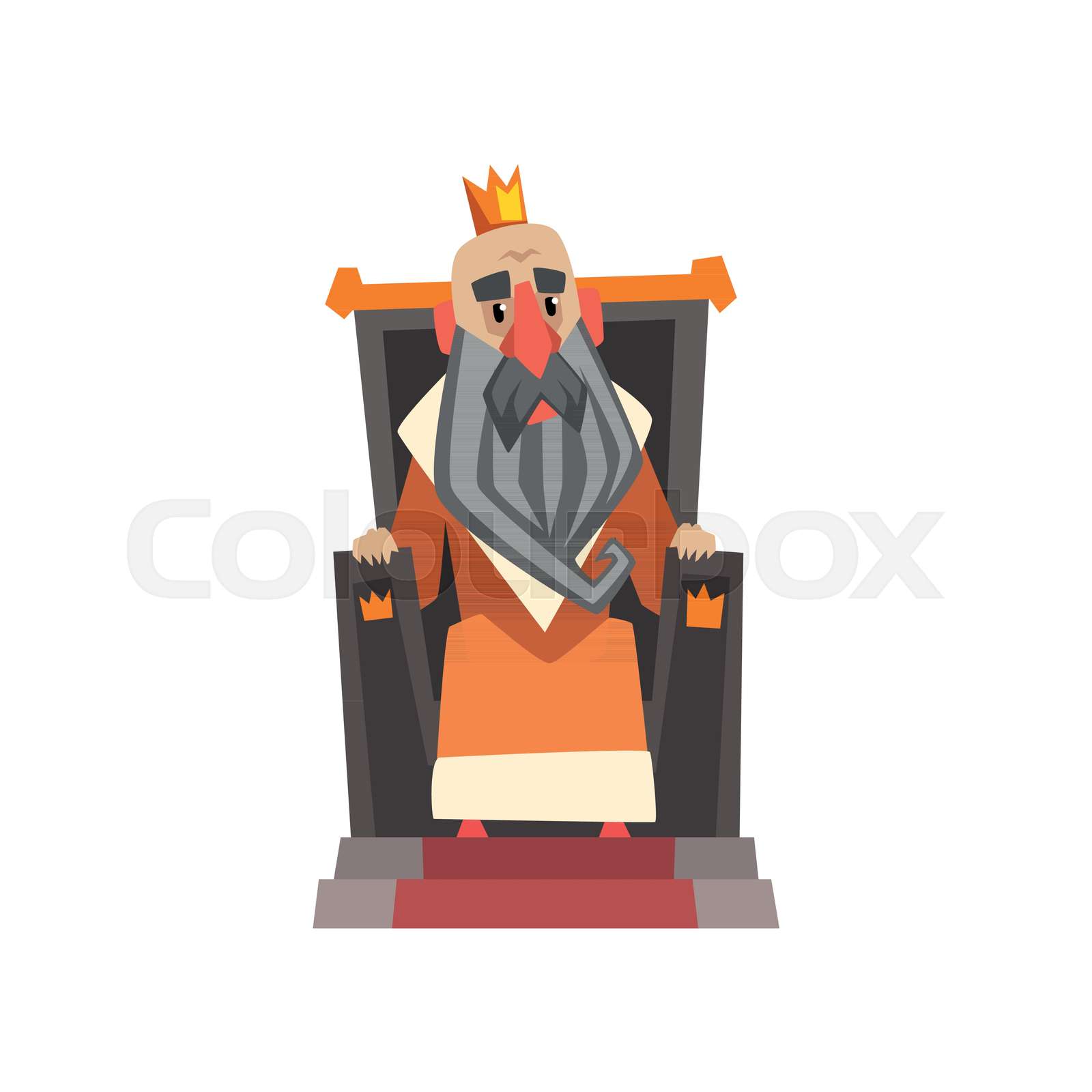 Funny king character sitting on the throne cartoon vector Illustration ...