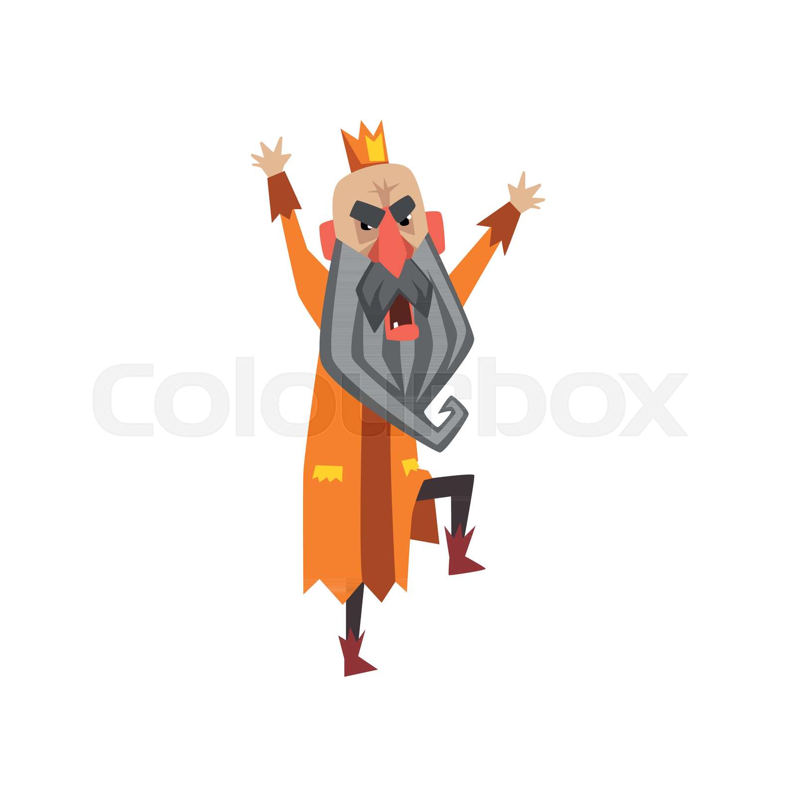 Funny king character shouting, king in rage cartoon vector Illustration ...