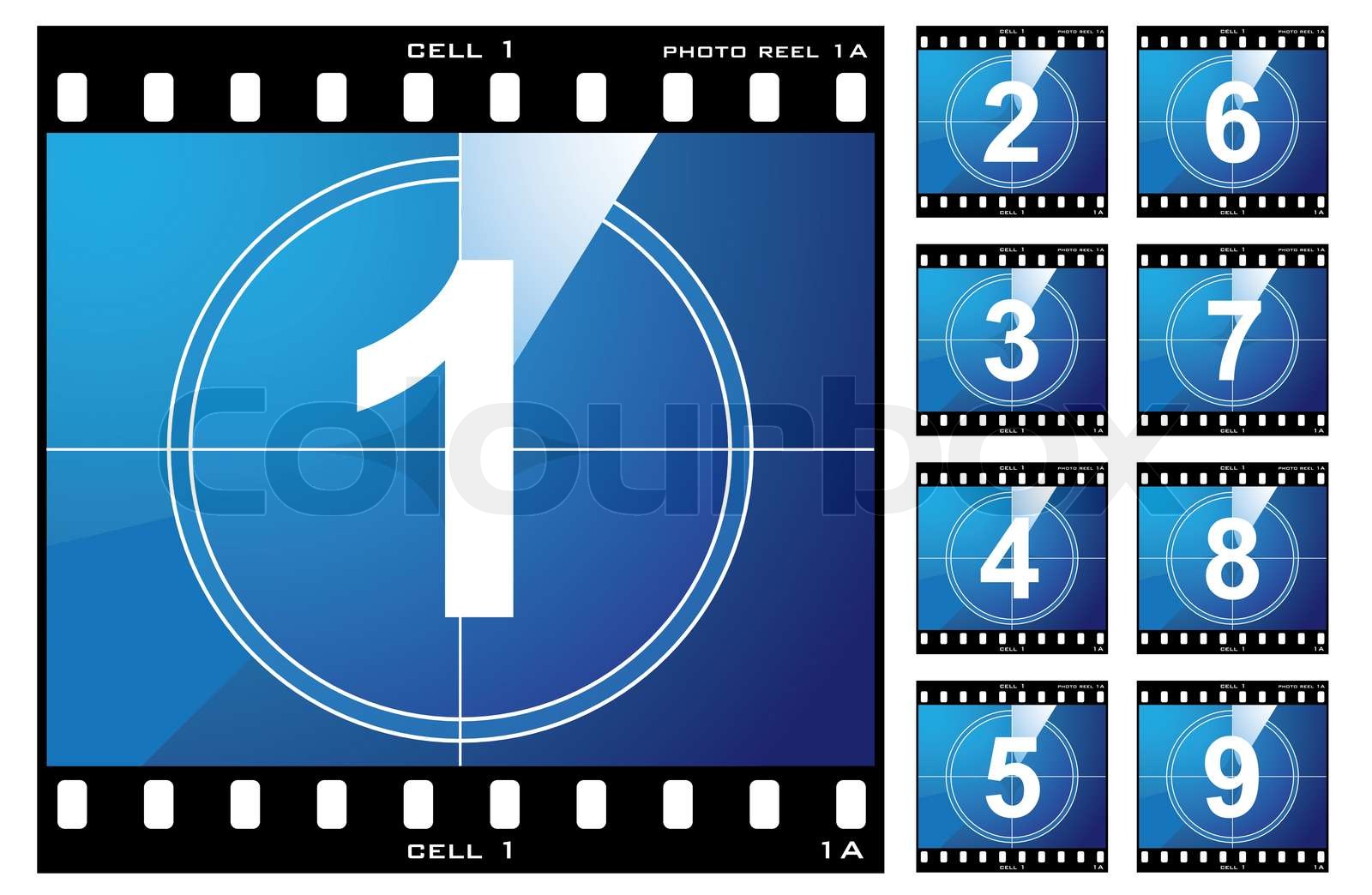 Old film cell elements count down numbers | Stock vector | Colourbox