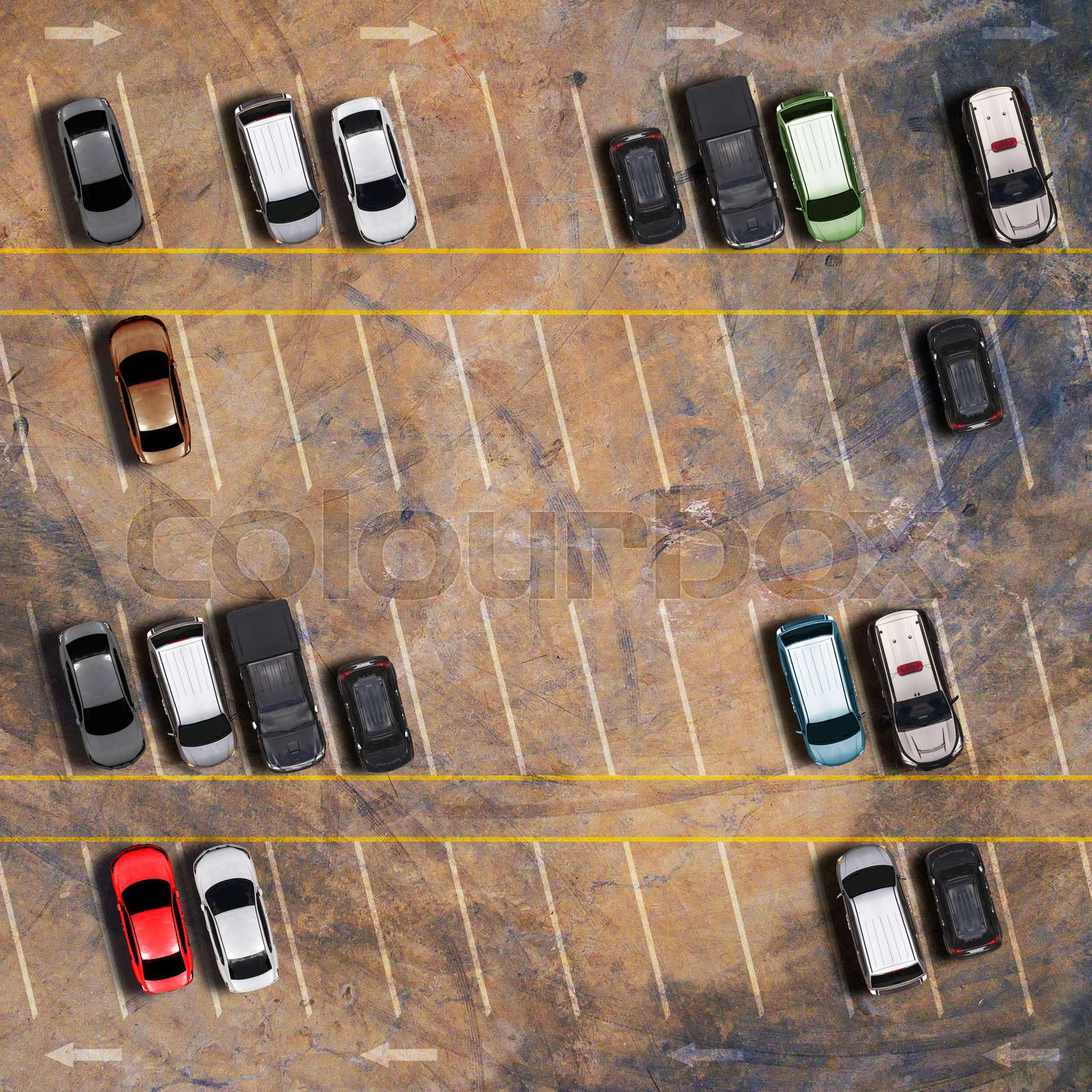 Aerial top view of parking lot | Stock image | Colourbox