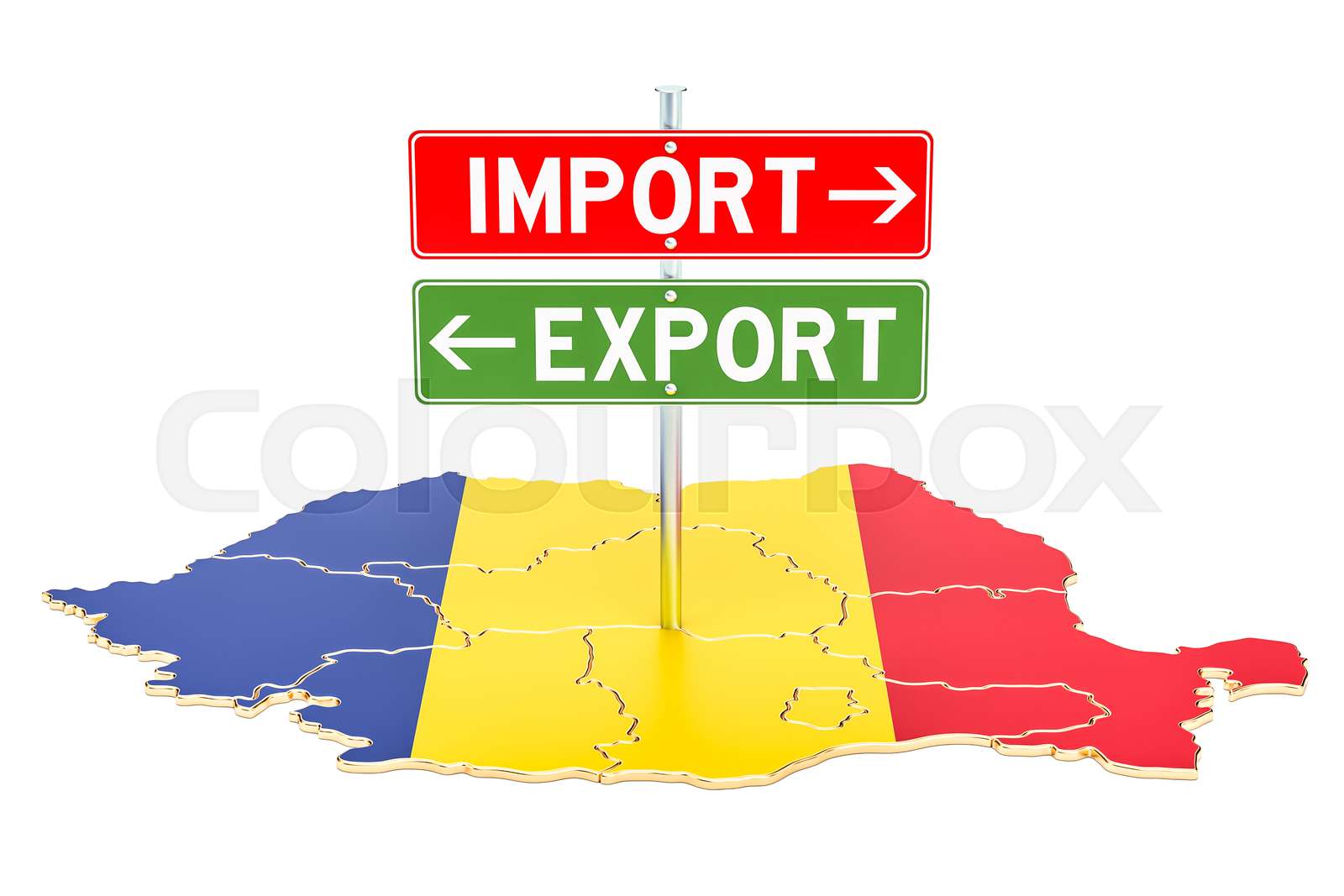 Import and export in Romania concept, 3D rendering | Stock image ...
