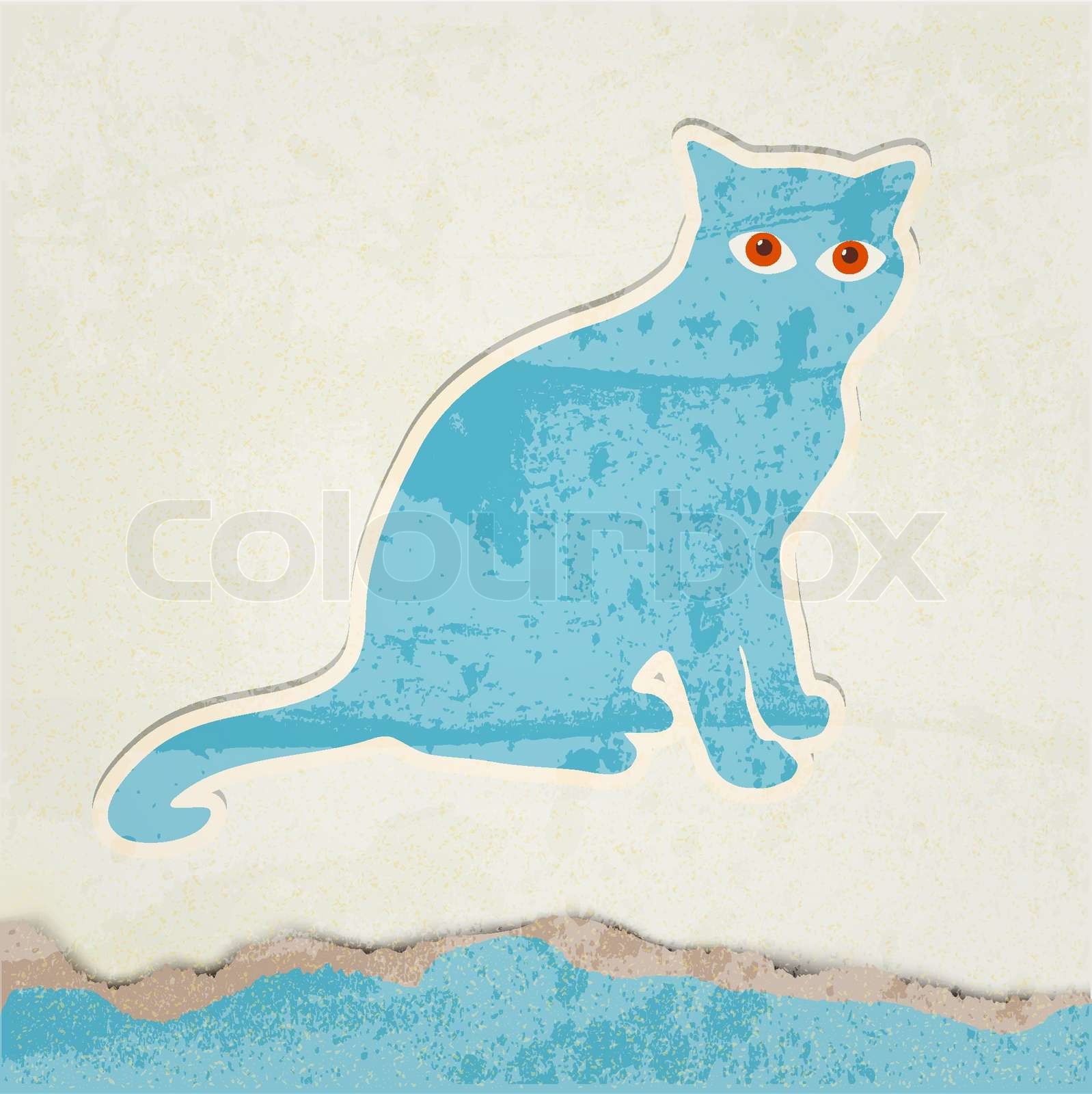 cat silhouette retro poster | Stock vector | Colourbox