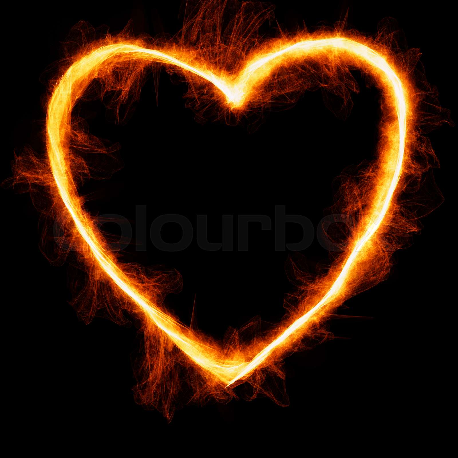 Hot burning symbol of heart. Fire heart | Stock image | Colourbox