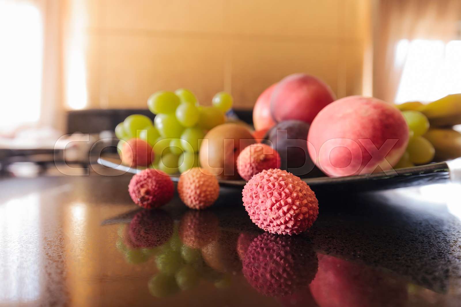Tropical fruits platter. | Stock image | Colourbox