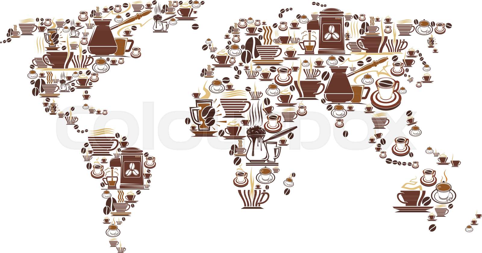 Vector coffee world map for cafeteria cafe | Stock vector | Colourbox