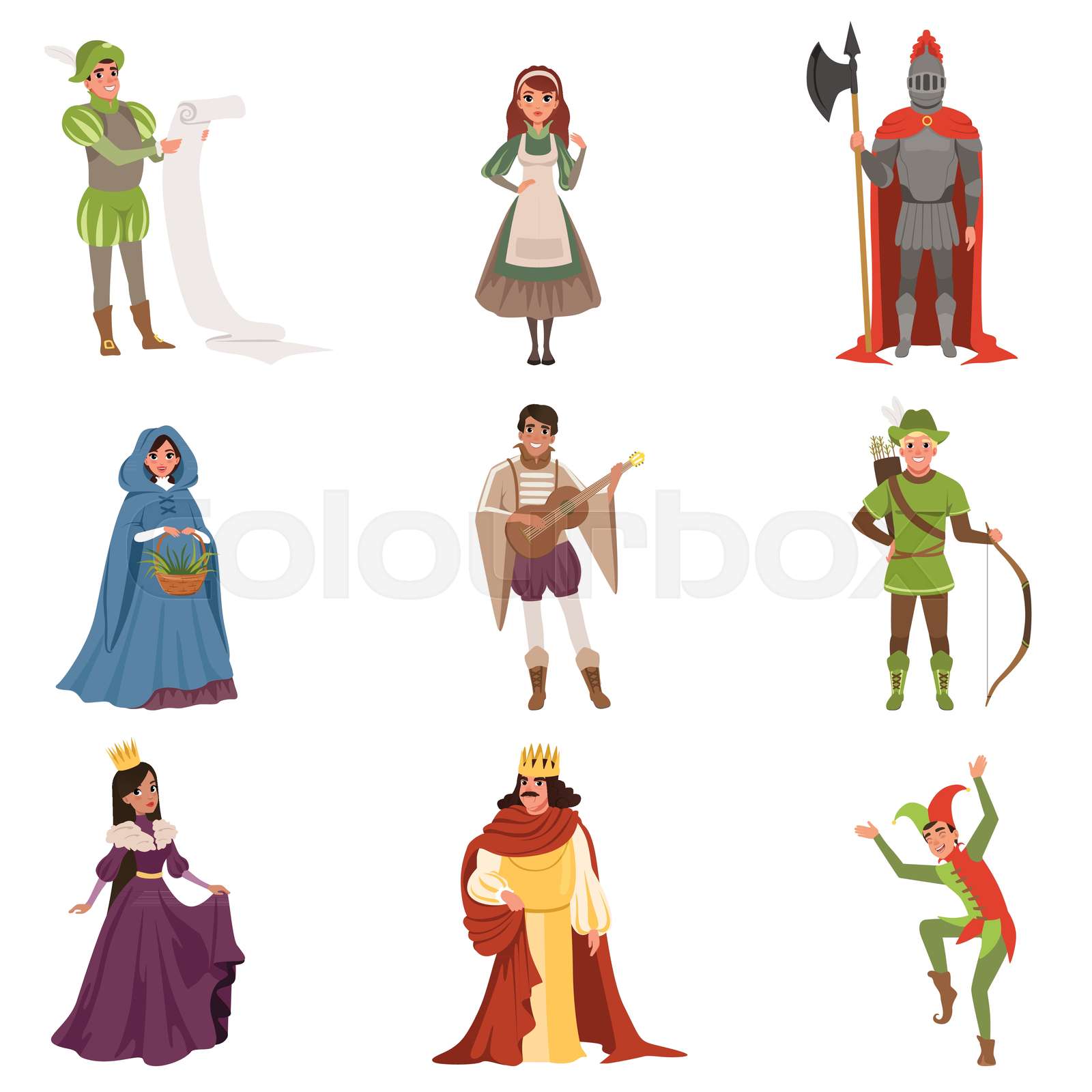 Medieval people characters of European middle ages historic period ...