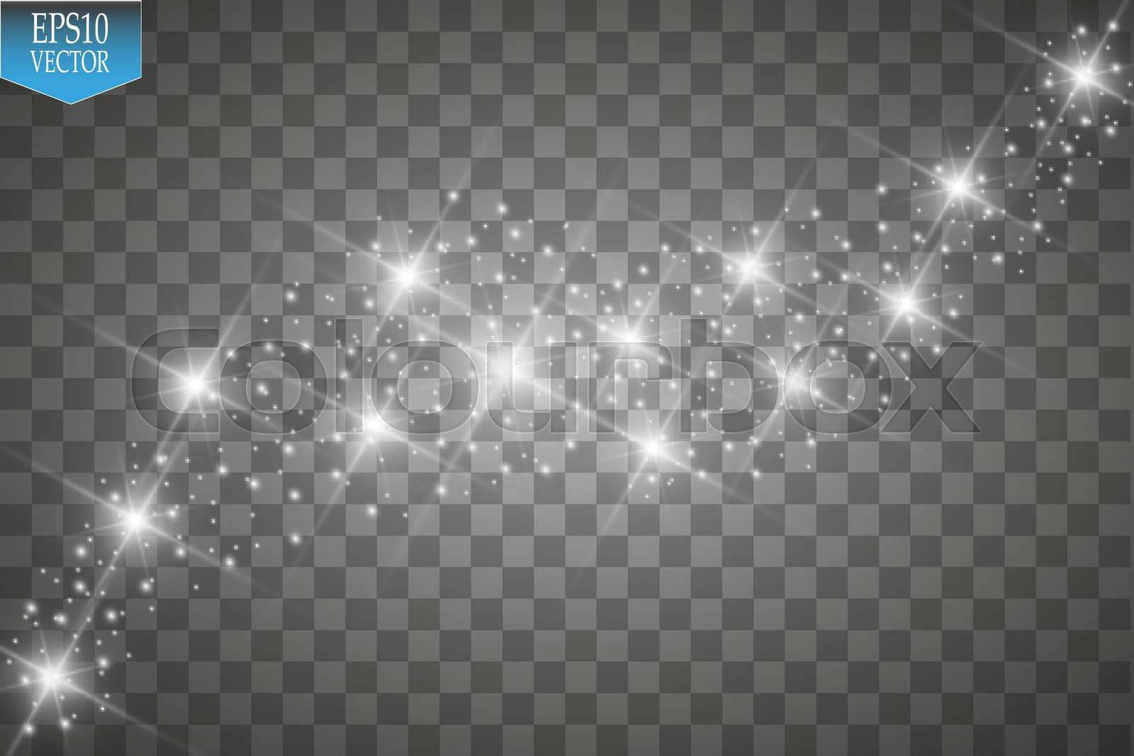 Vector white glitter wave illustration. White star dust trail sparkling particles isolated on ...