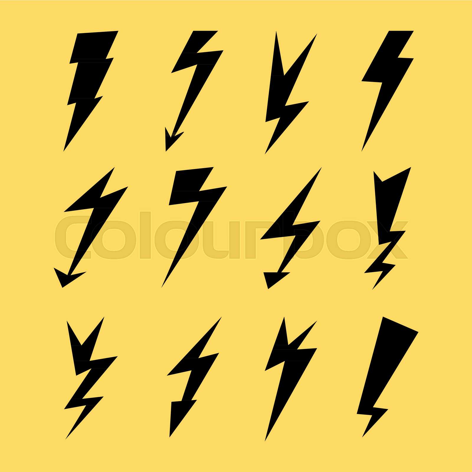 Lightning Icon Set. Electricity Thunder Symbol | Stock vector | Colourbox