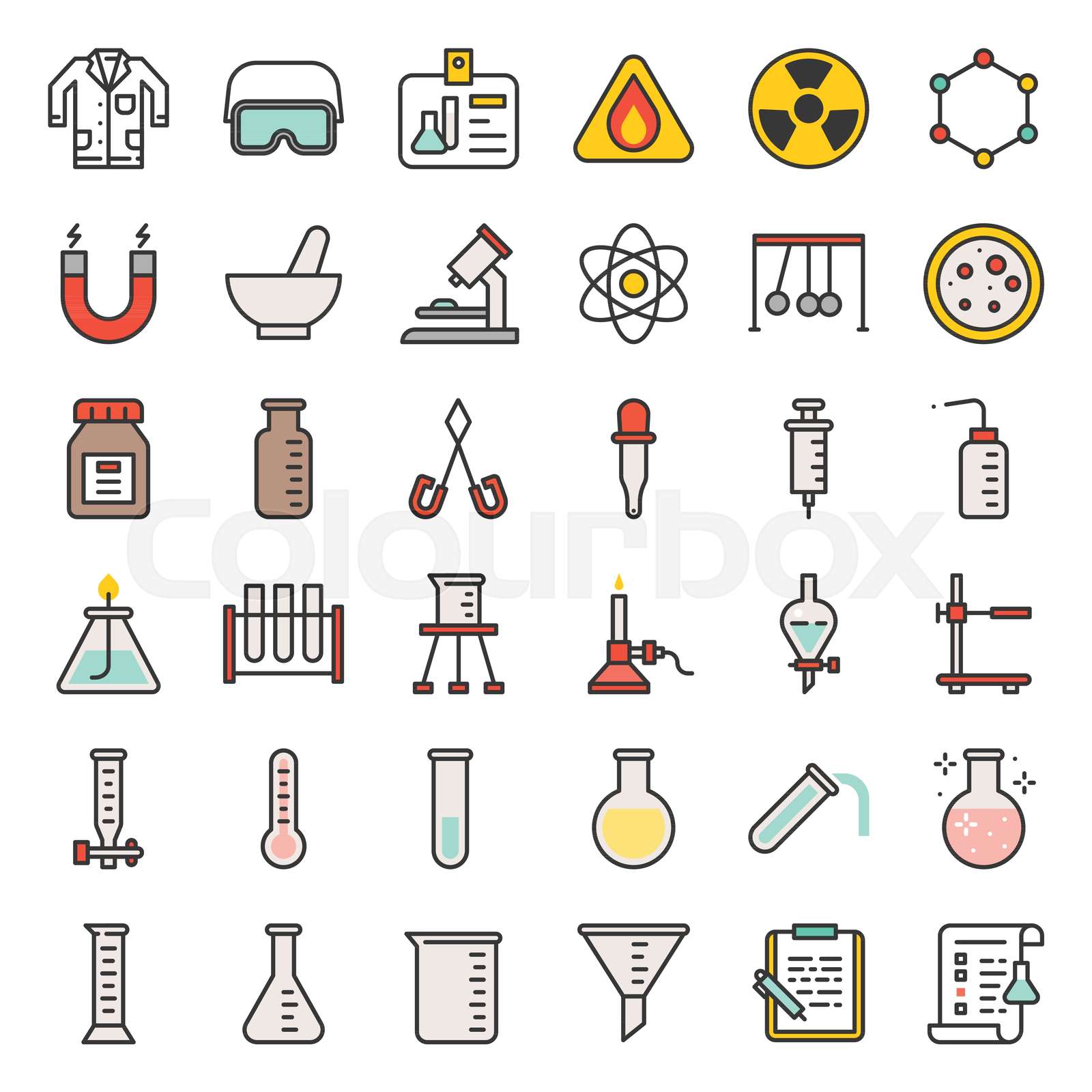 laboratory equipment, chemistry analytical concept, filled outline icon ...
