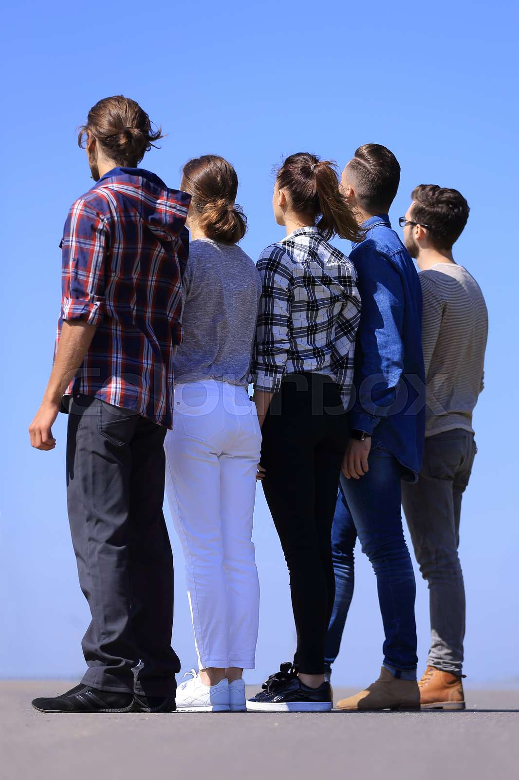 Group Of People Walking Side View