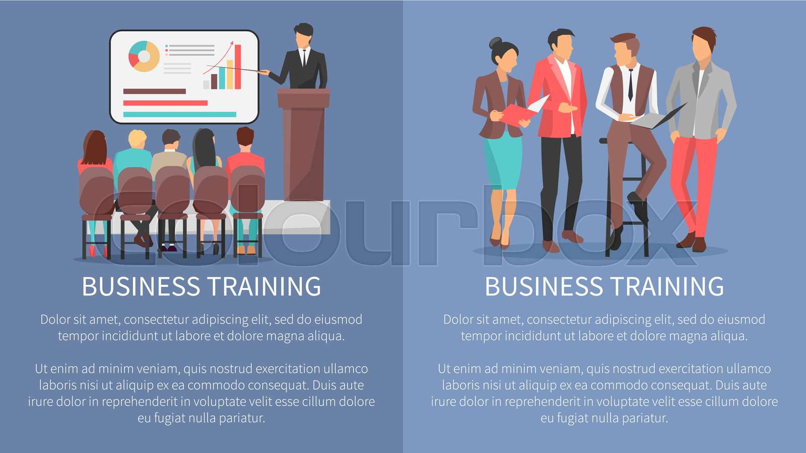 Business Training Posters Set with Leader Workers | Stock vector ...