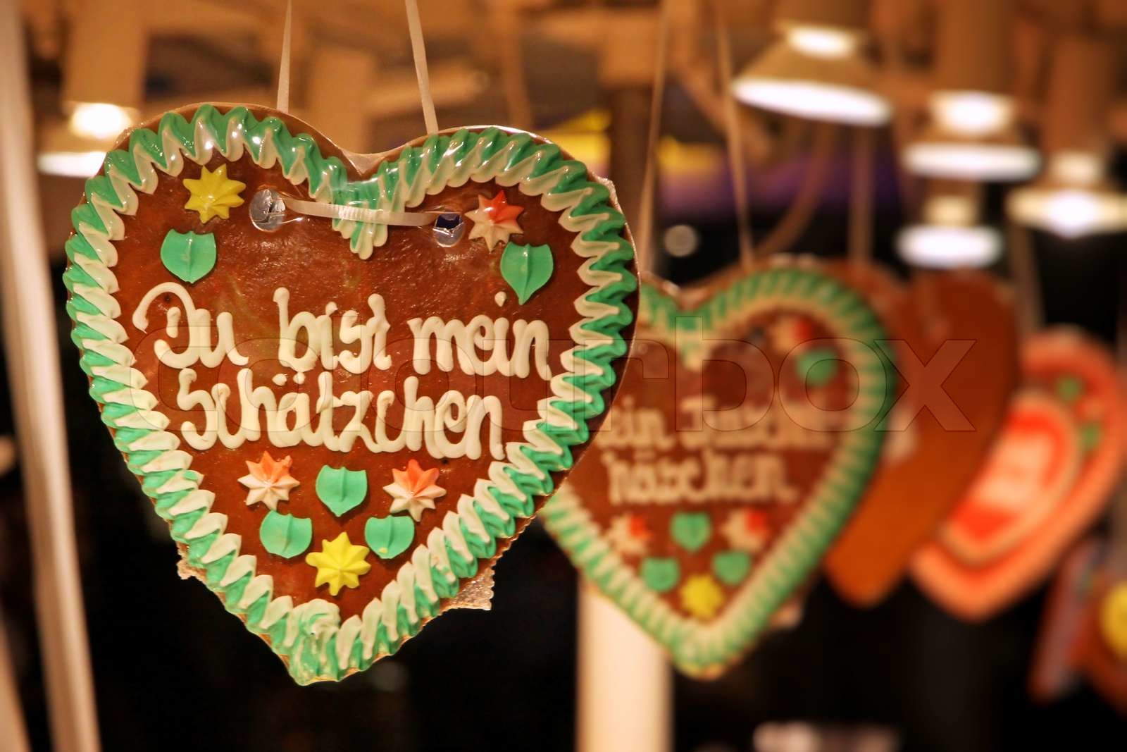 Traditional German handmade gingerbread heart used as christmas ...