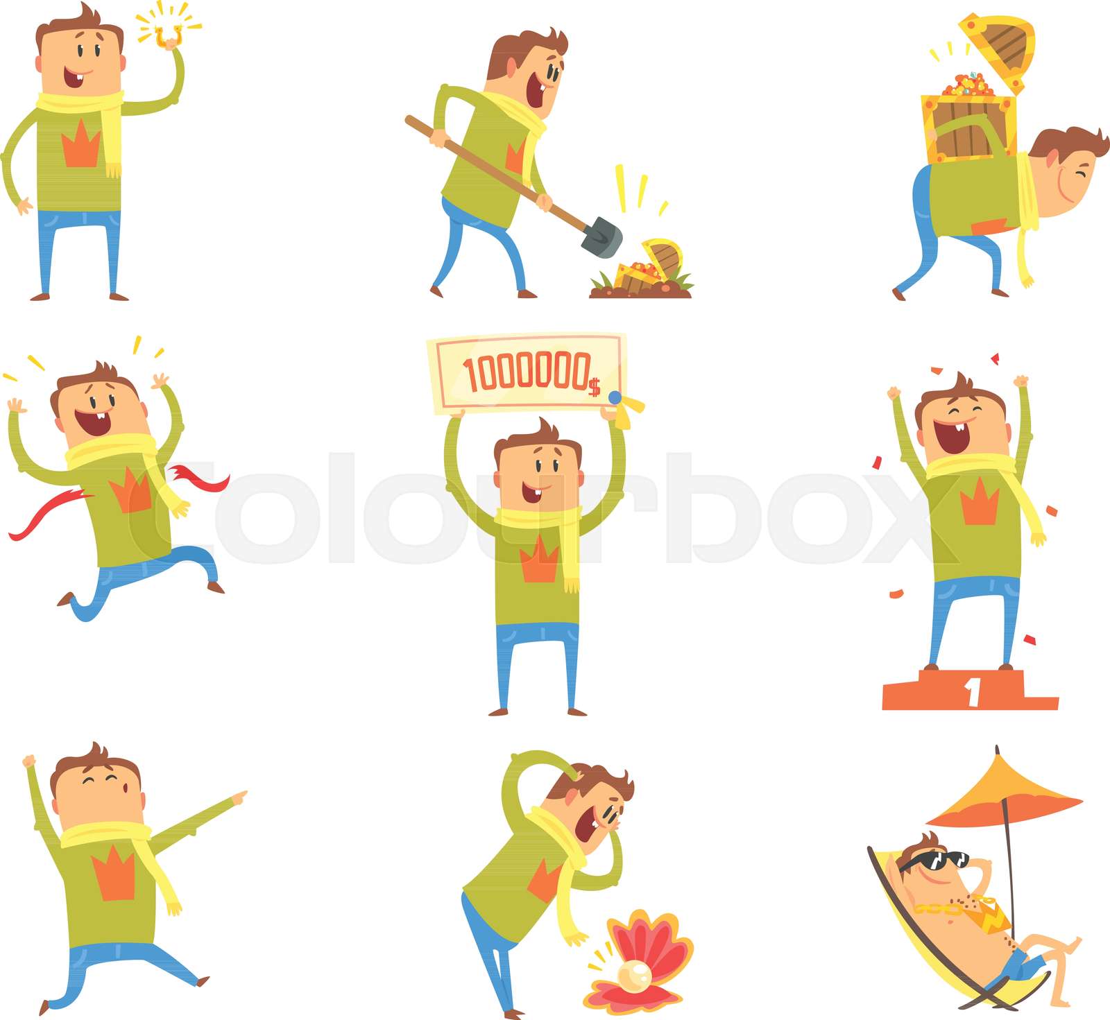 glücklich, mann, comic | Stock-Vektor | Colourbox