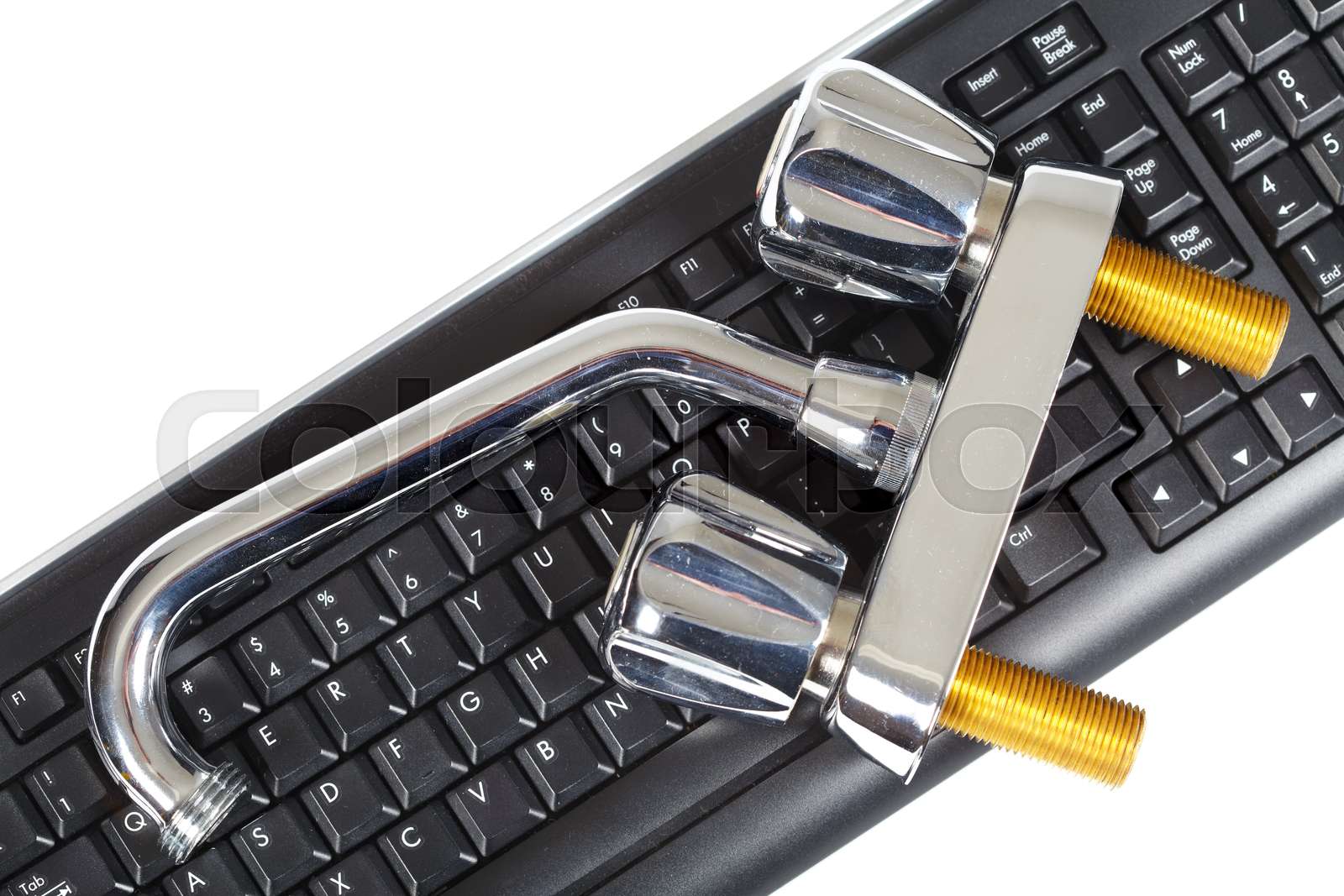 Plumber and keyboard | Stock image | Colourbox