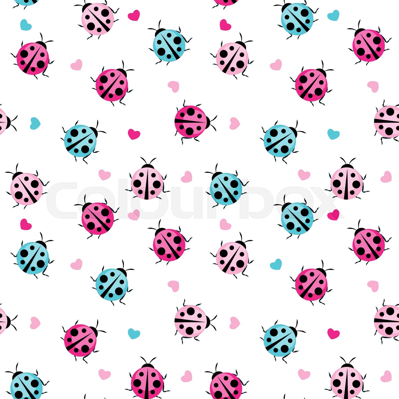 Cute Ladybug Seamless Pattern Background Vector Illustration | Stock ...