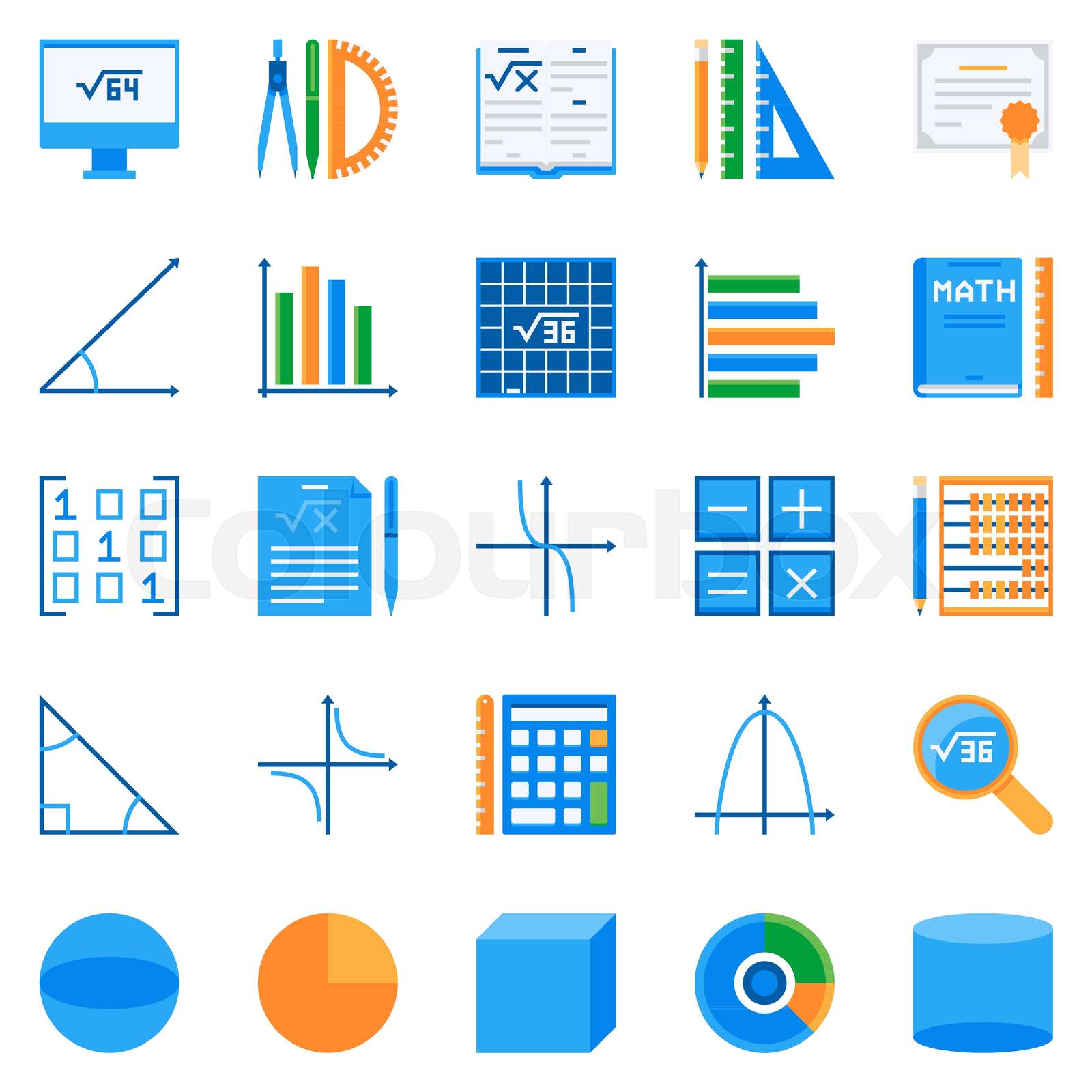 mathe, icons, mathematik | Stock-Vektor | Colourbox