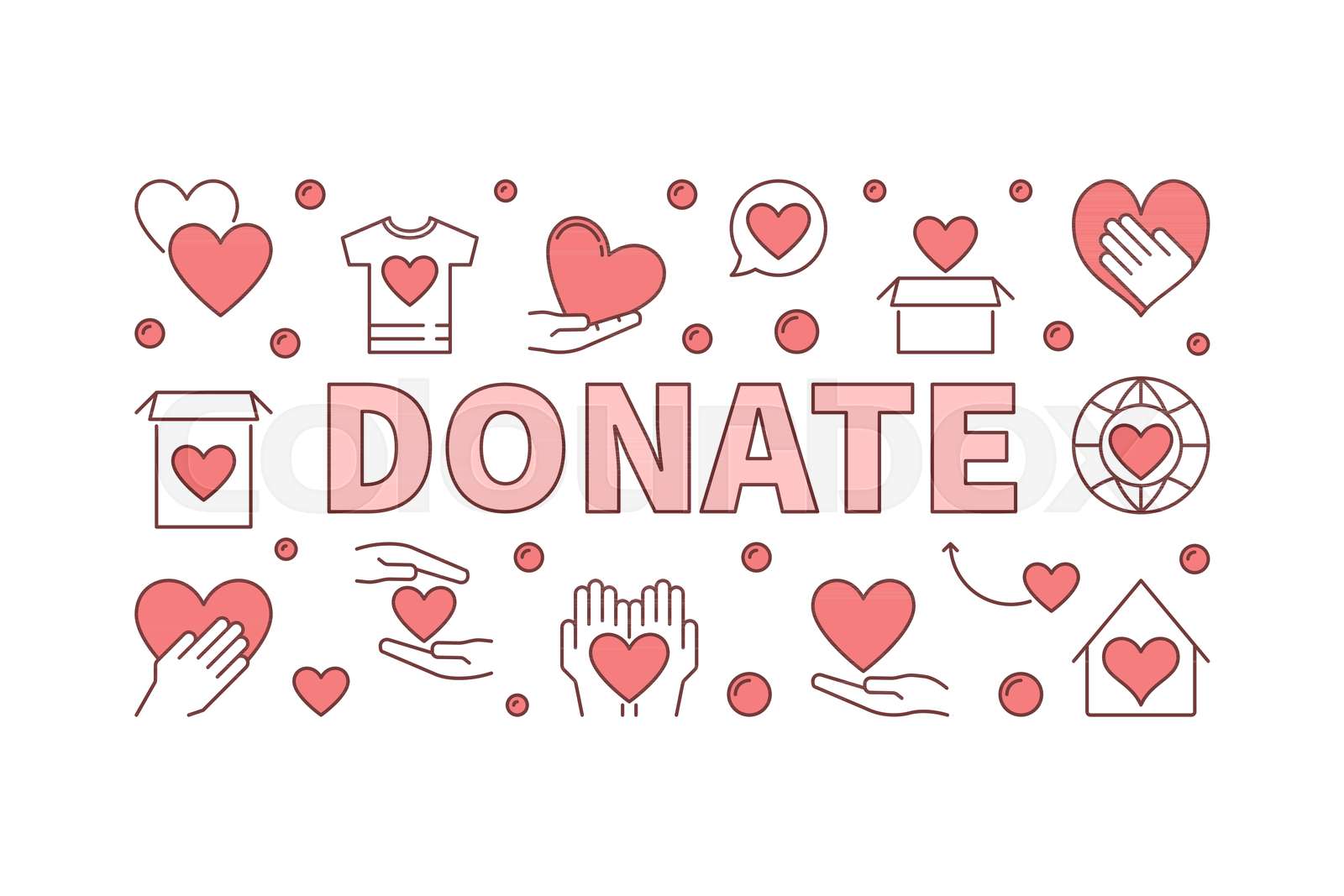 Donate creative horizontal illustration. Vector charity banner | Stock ...
