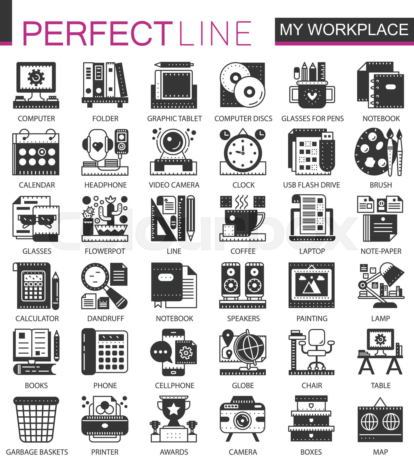 My workspace workspace black mini concept icons and infographic symbols ...