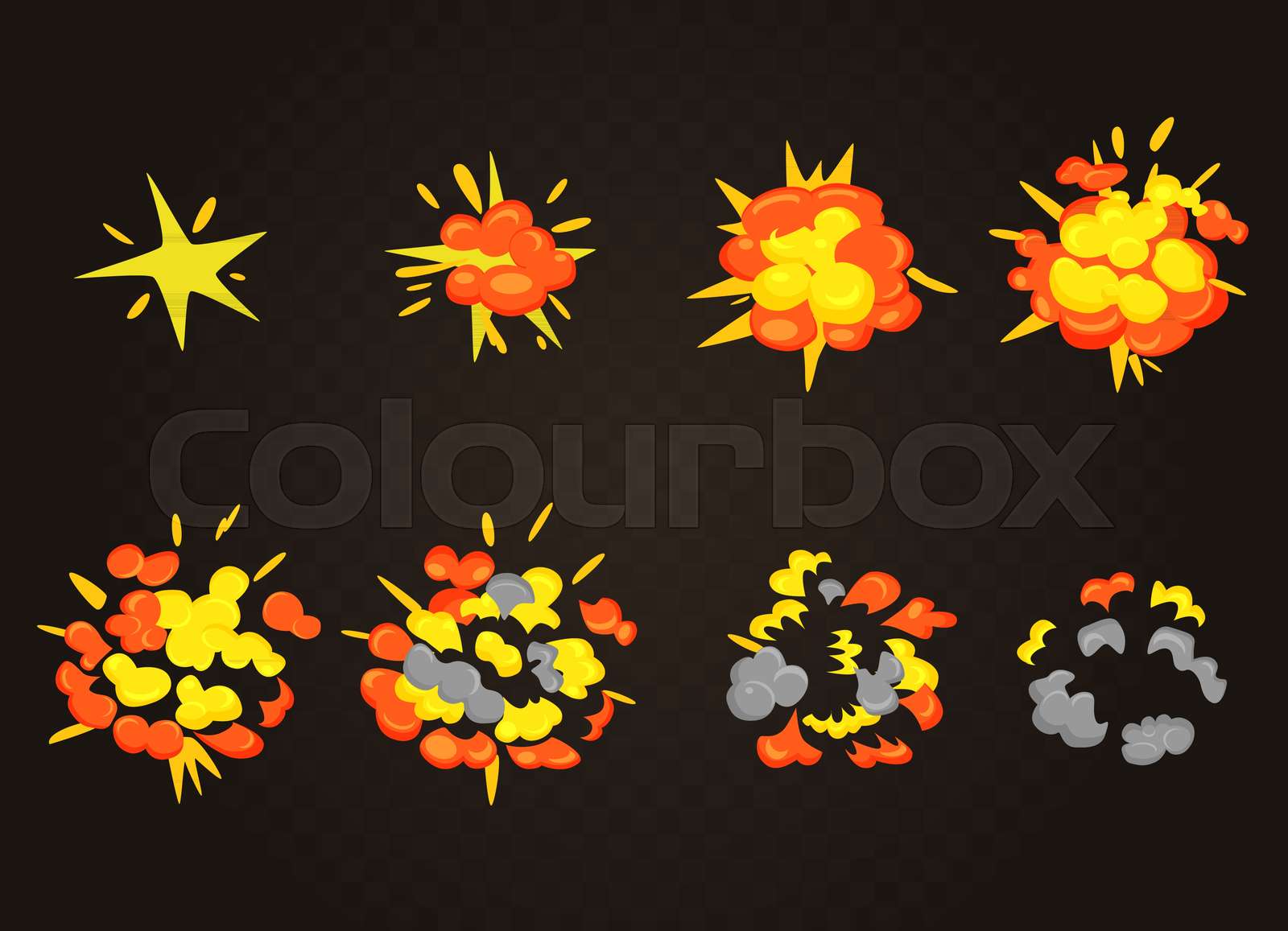 Top view of smooth vector explosion effect, bomb boom. Cartoon ...