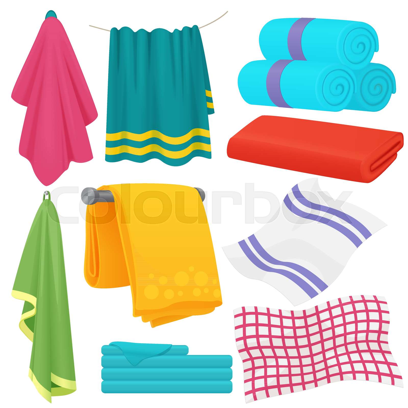Cute cartoon folded vector towels set. | Stock vector | Colourbox