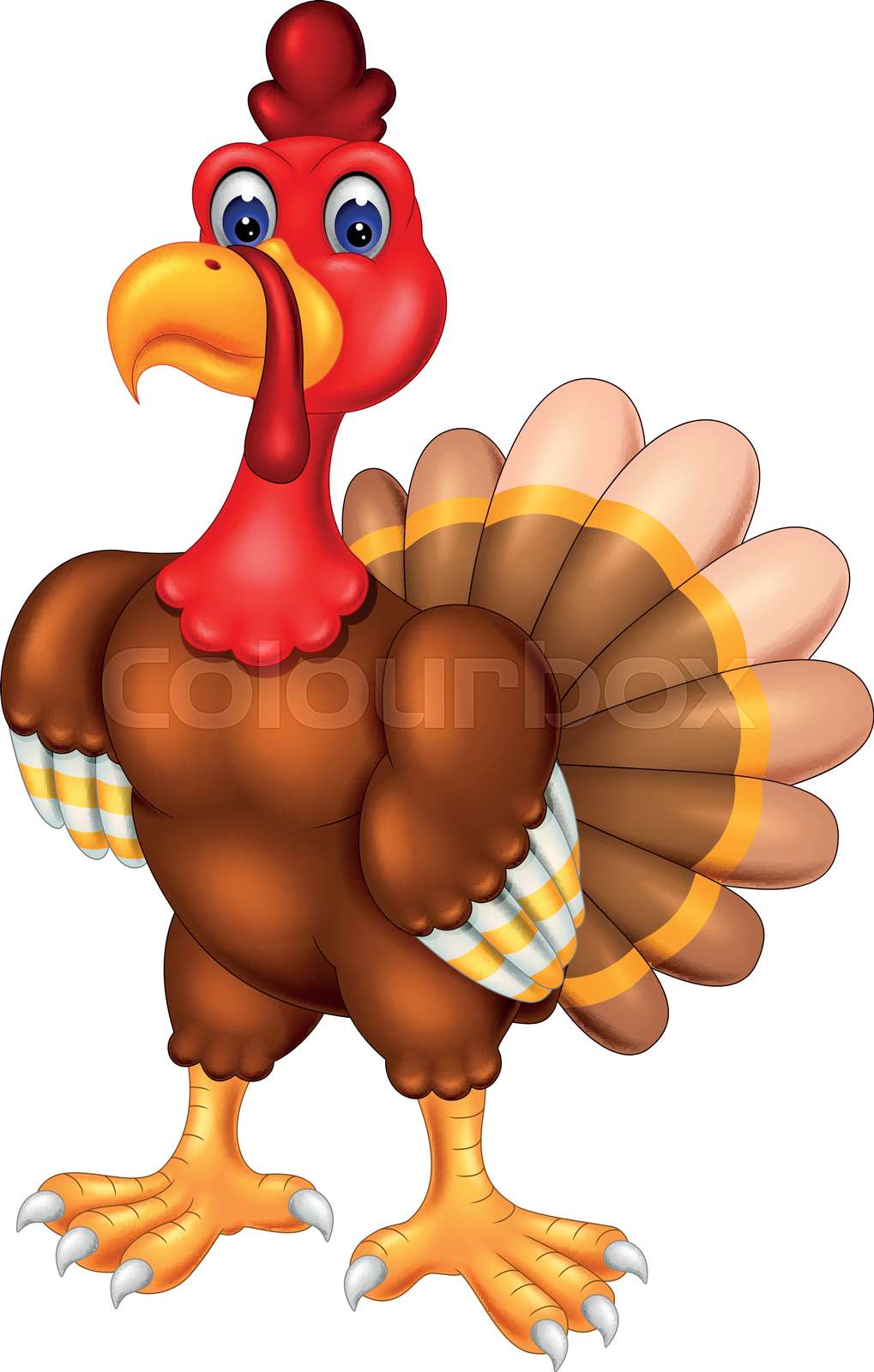funny turkey cartoon standing with smile | Stock vector | Colourbox