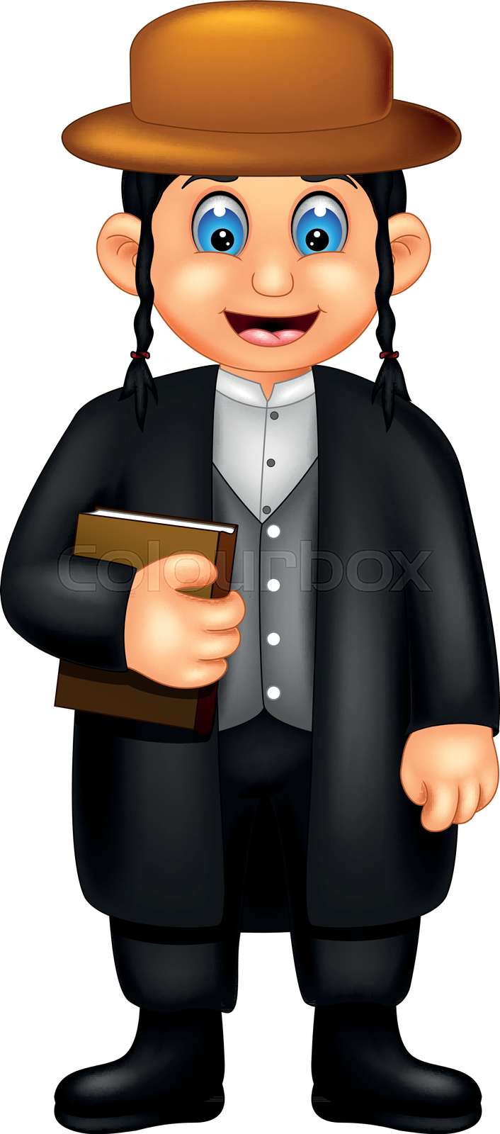 funny pastor cartoon standing bring book with smile | Stock vector ...