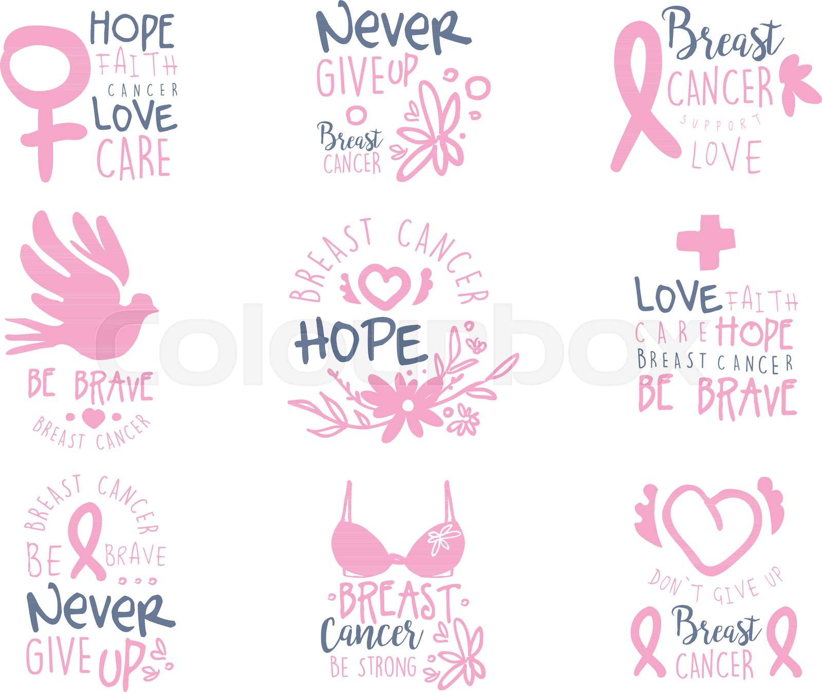 Breast Cancer Fund Collection Of Colorful Promo Sign Design Templates ...