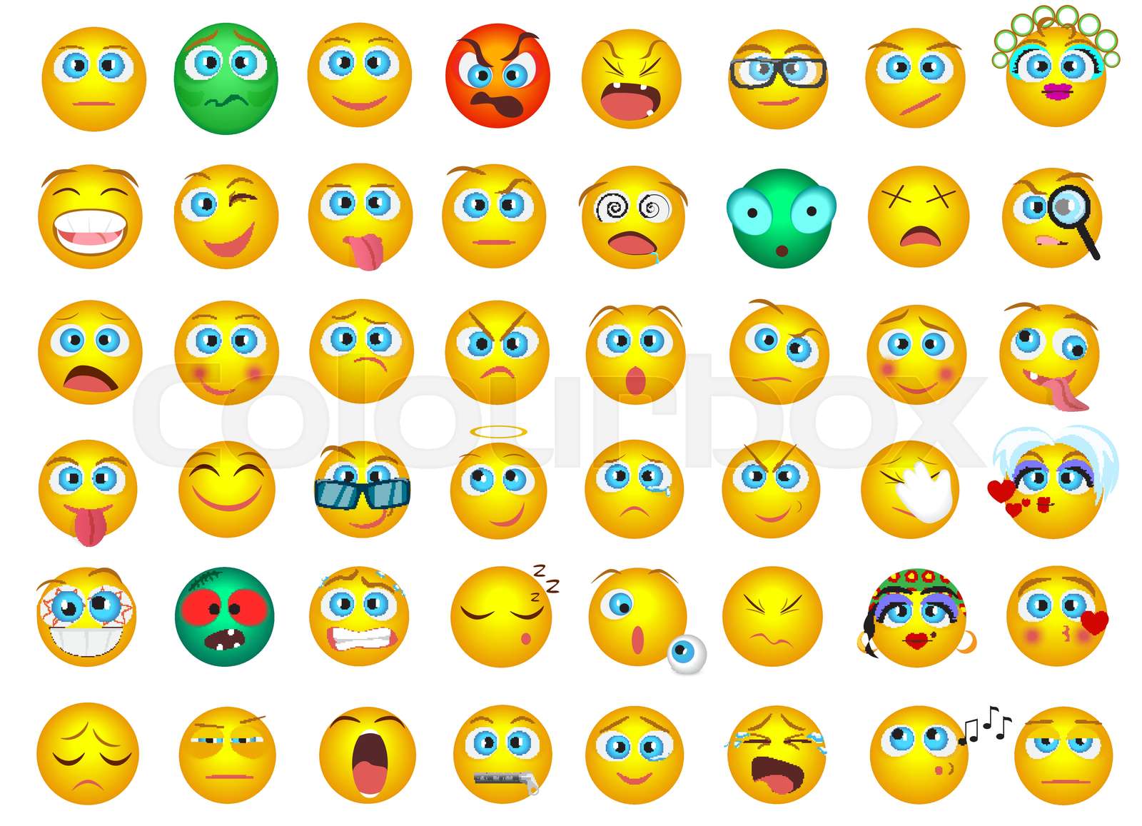 Mega big collection set of Emoji face emotion icons isolated. | Stock ...