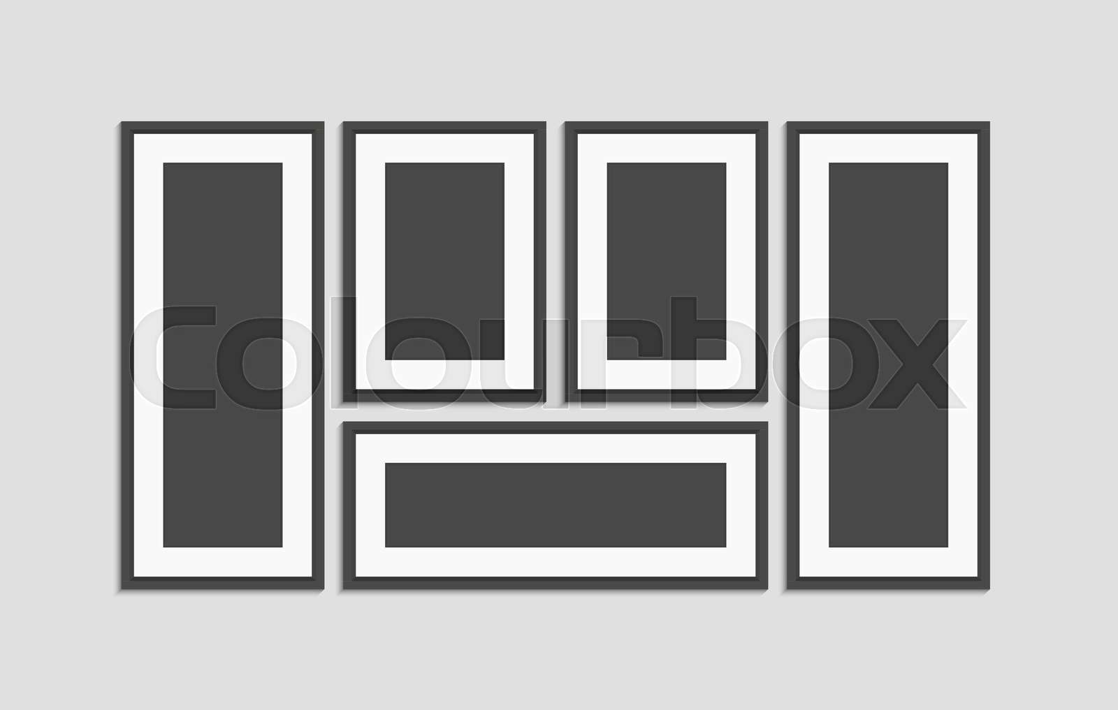 Realistic modern wall black picture frame vector set. Pictures template ...