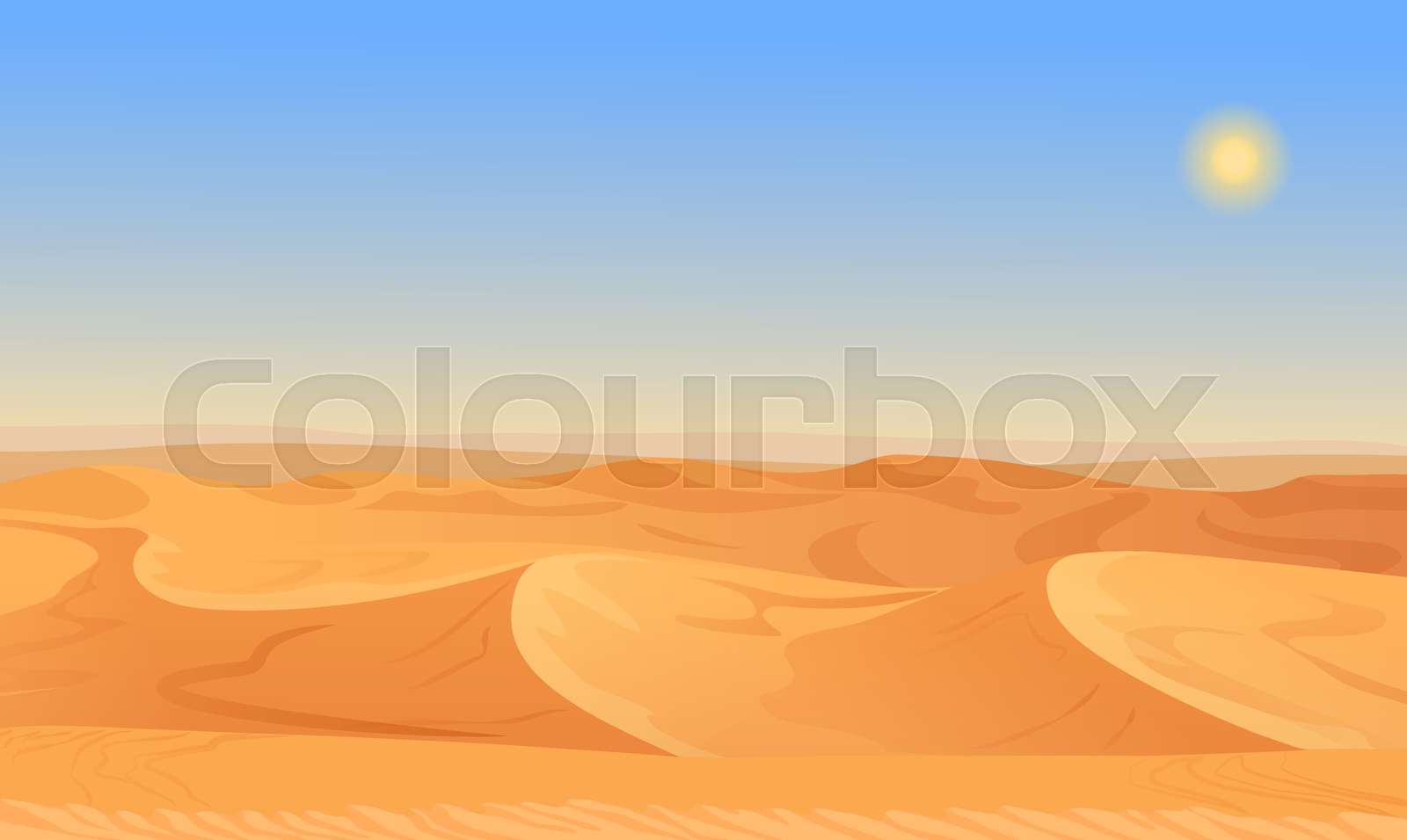 Cartoon nature empty sand desert landscape vector illustration. | Stock ...