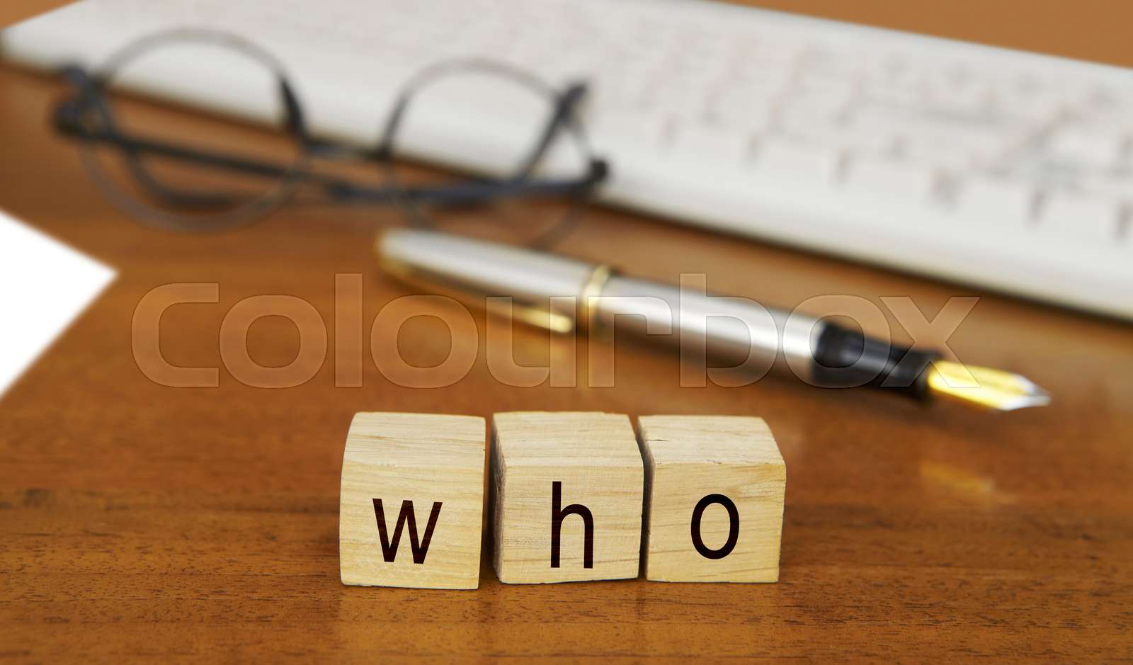 The word who on wood stamp | Stock image | Colourbox