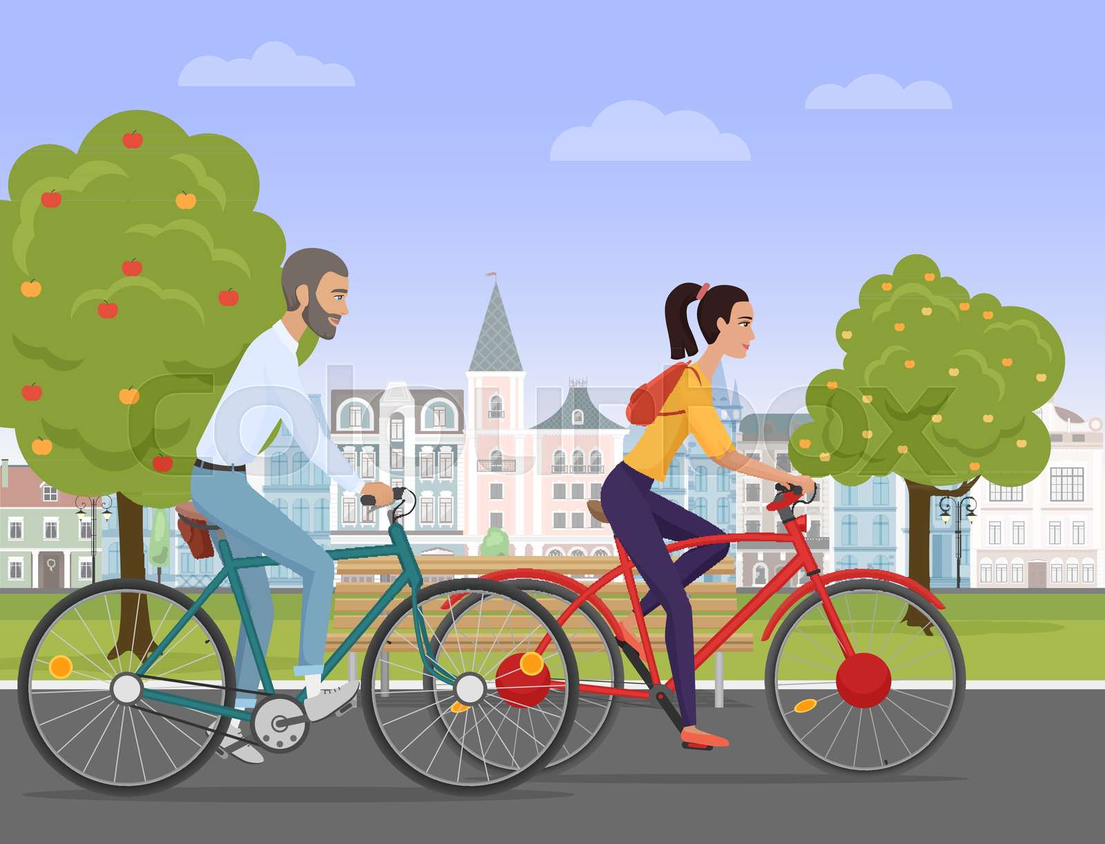 radfahrer, fahrradfahrer, cartoon | Stock-Vektor | Colourbox