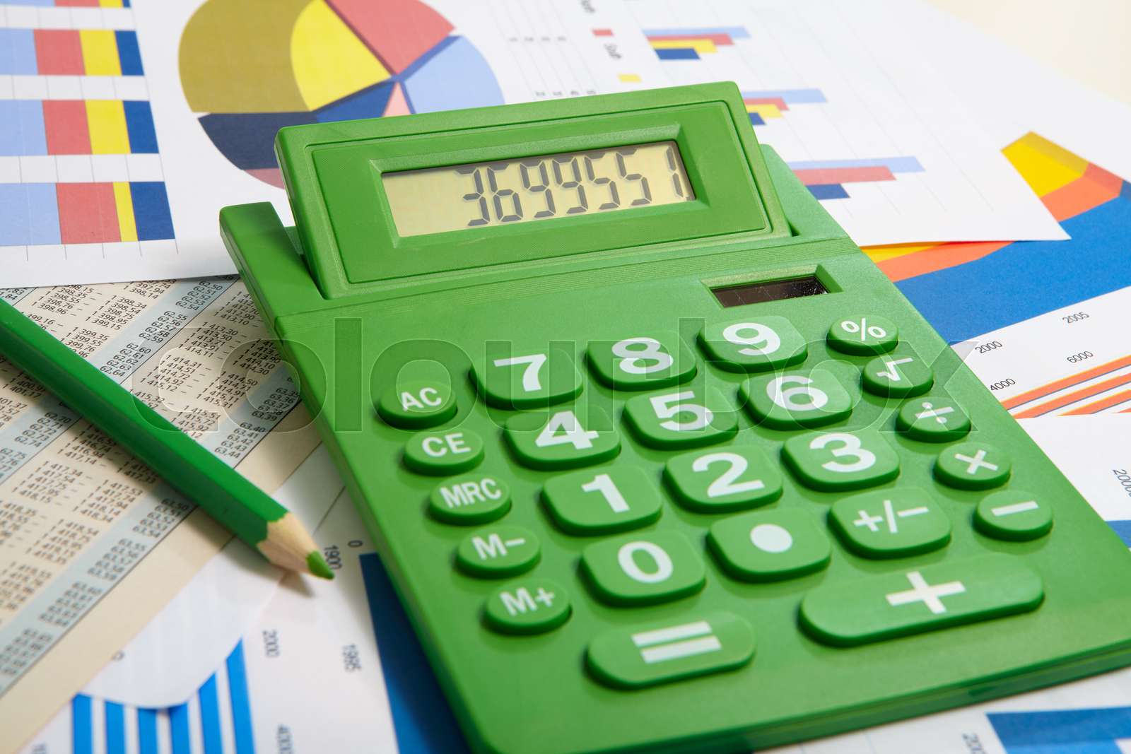 Green calculator | Stock image | Colourbox