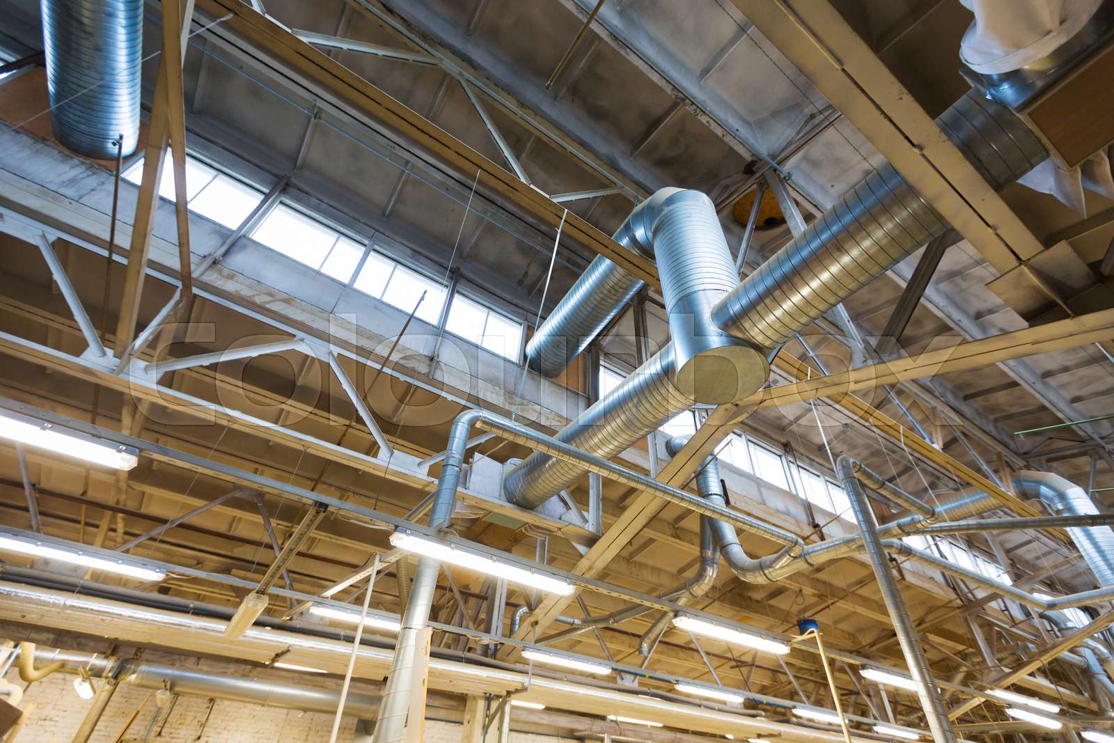 ventilation pipes at factory shop | Stock image | Colourbox