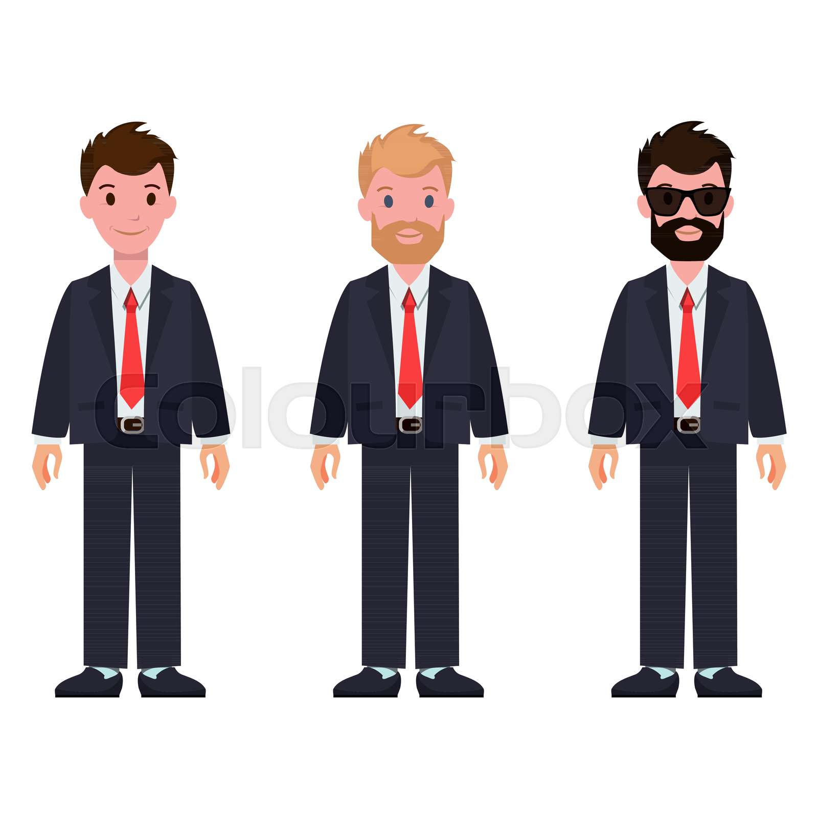 Set of Cartoon Characters in Classic Suits and Tie | Stock vector ...